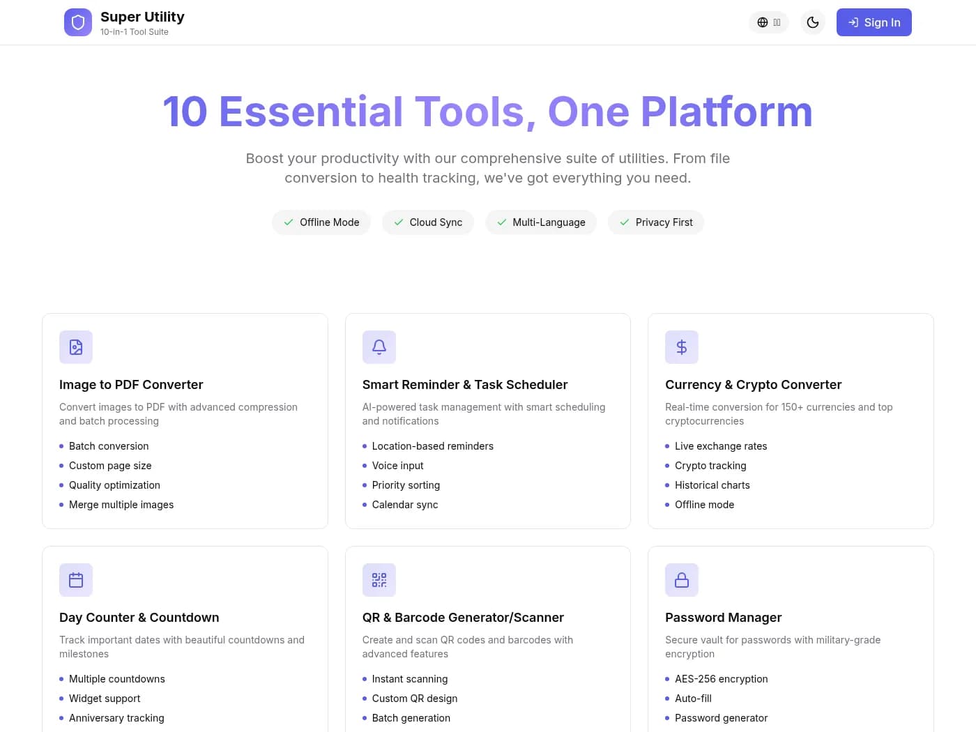 Super Utility Blog: The Ultimate 10-in-1 Tool Suite Landing Page