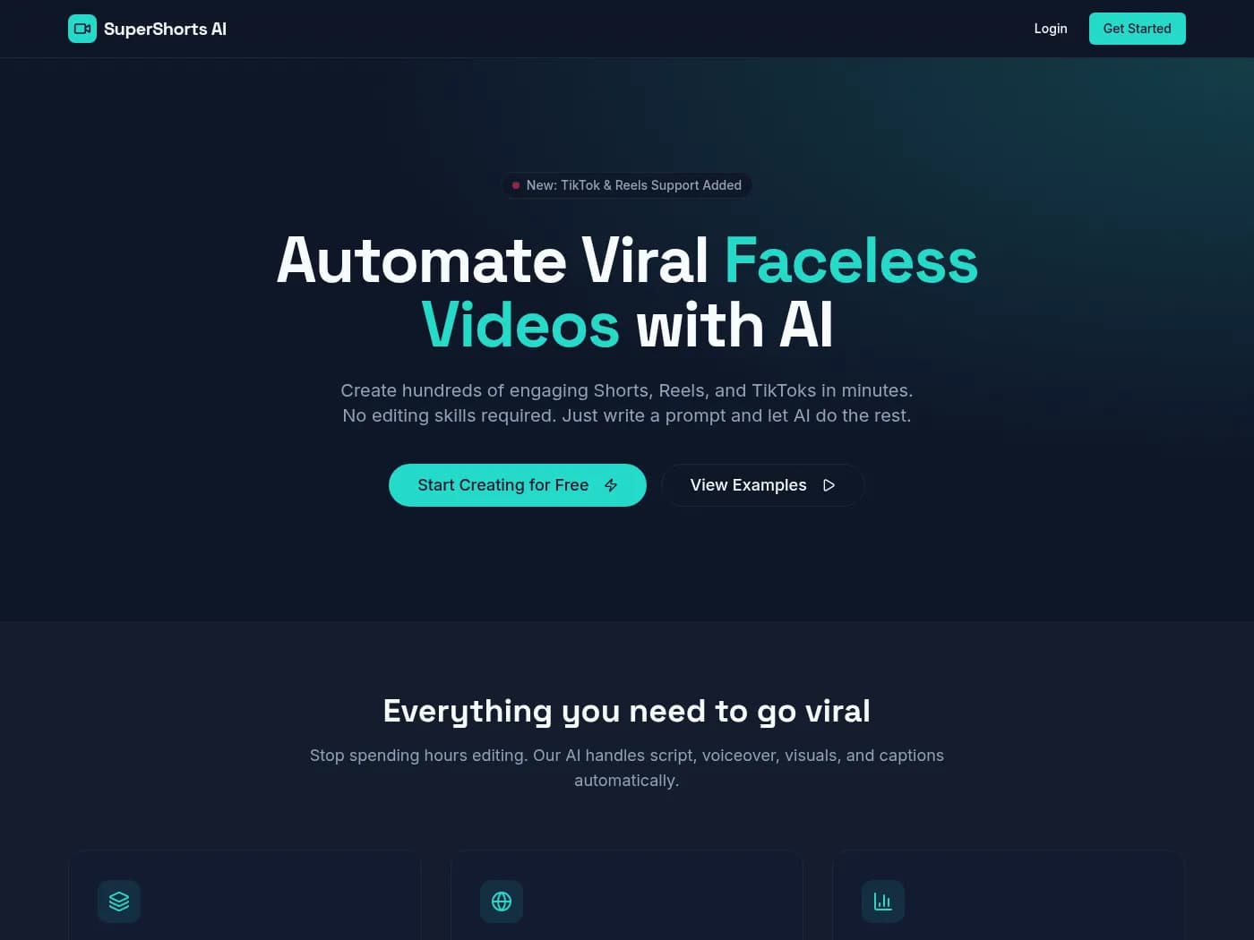 SuperShorts AI - 专业无脸短视频自动生成SaaS平台