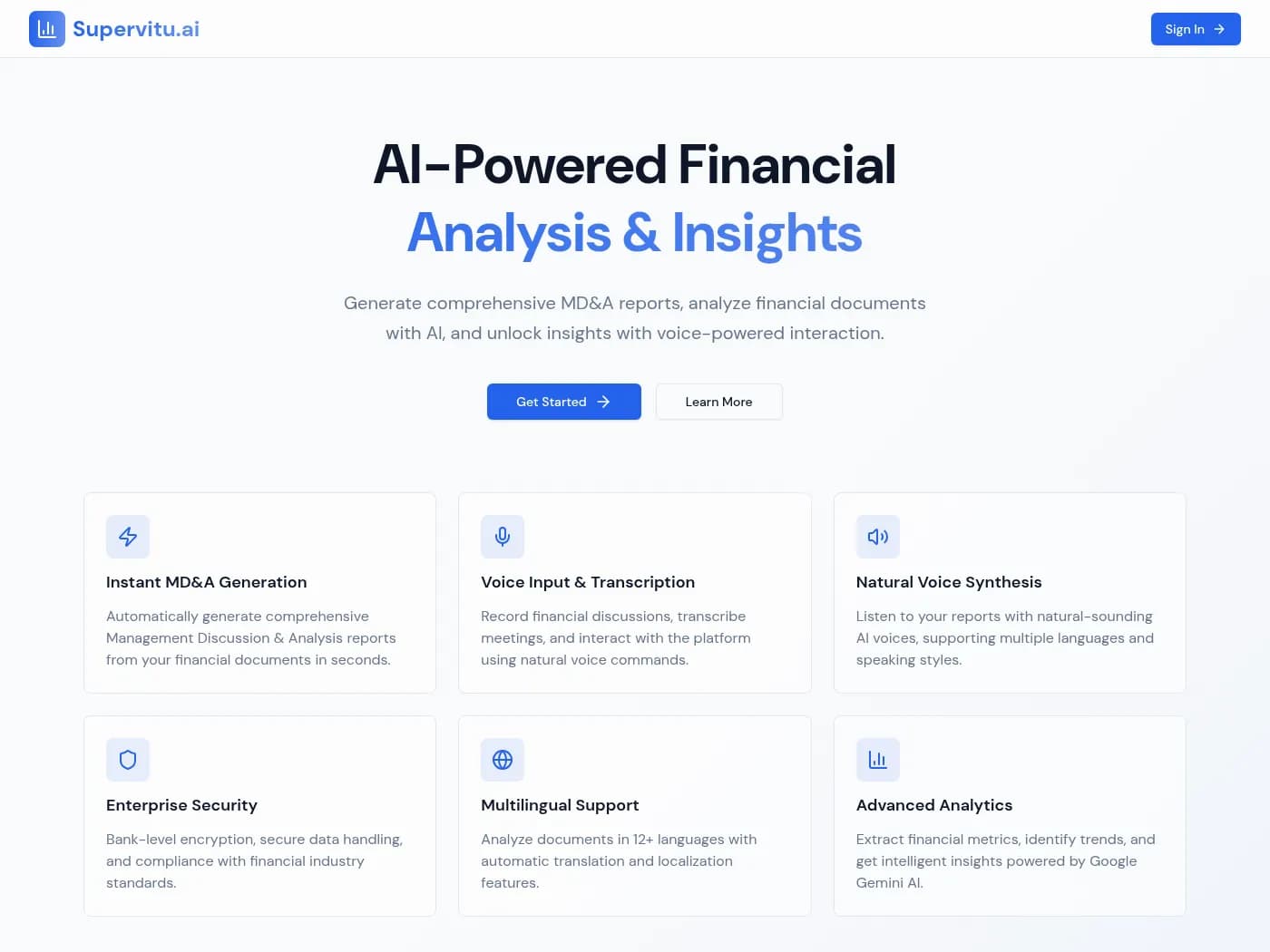 Supervitu.ai - AI-Powered Financial Analysis & Automated MD&A Platform