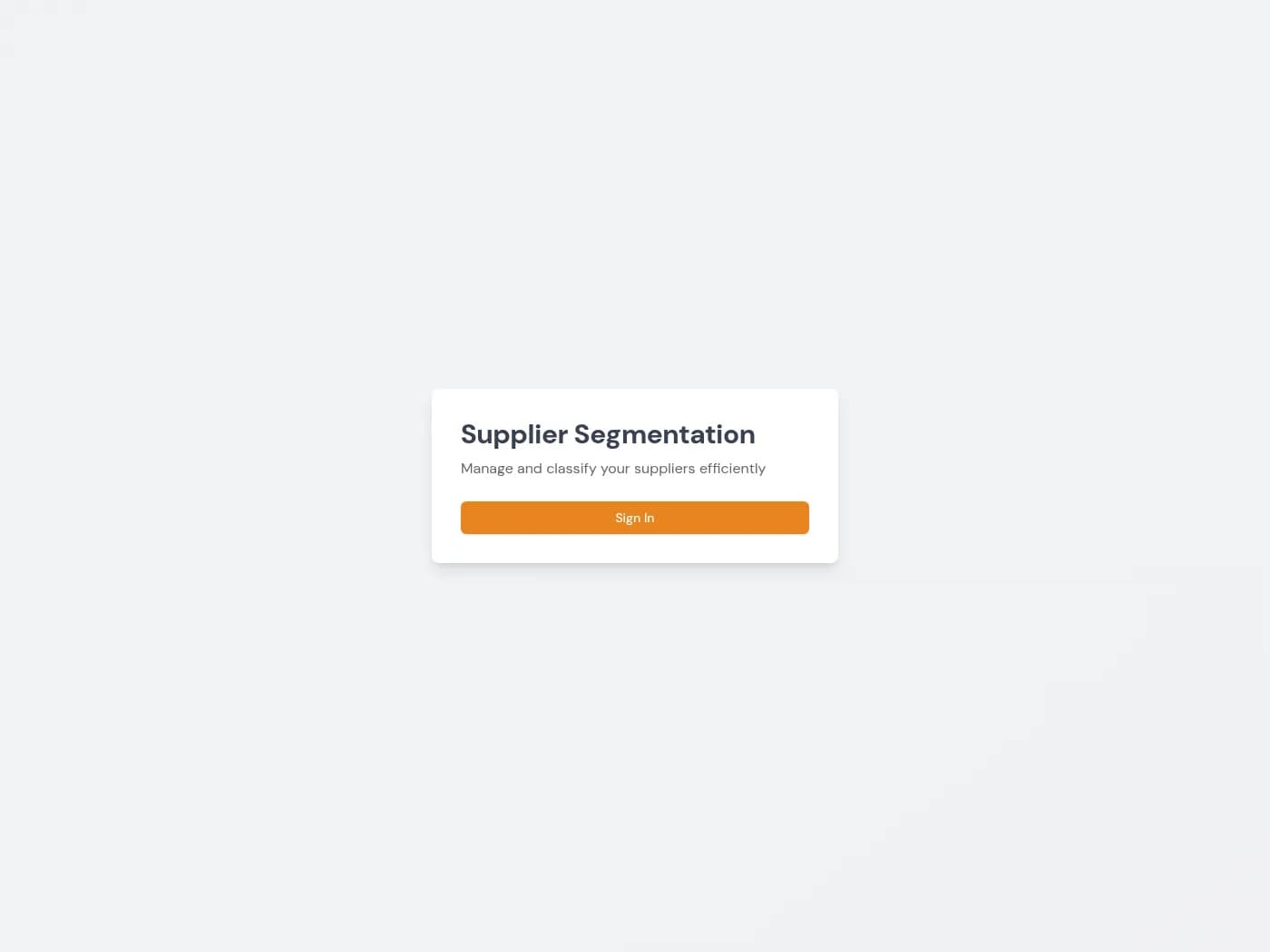 Supplier Segmentation & Classification Tool