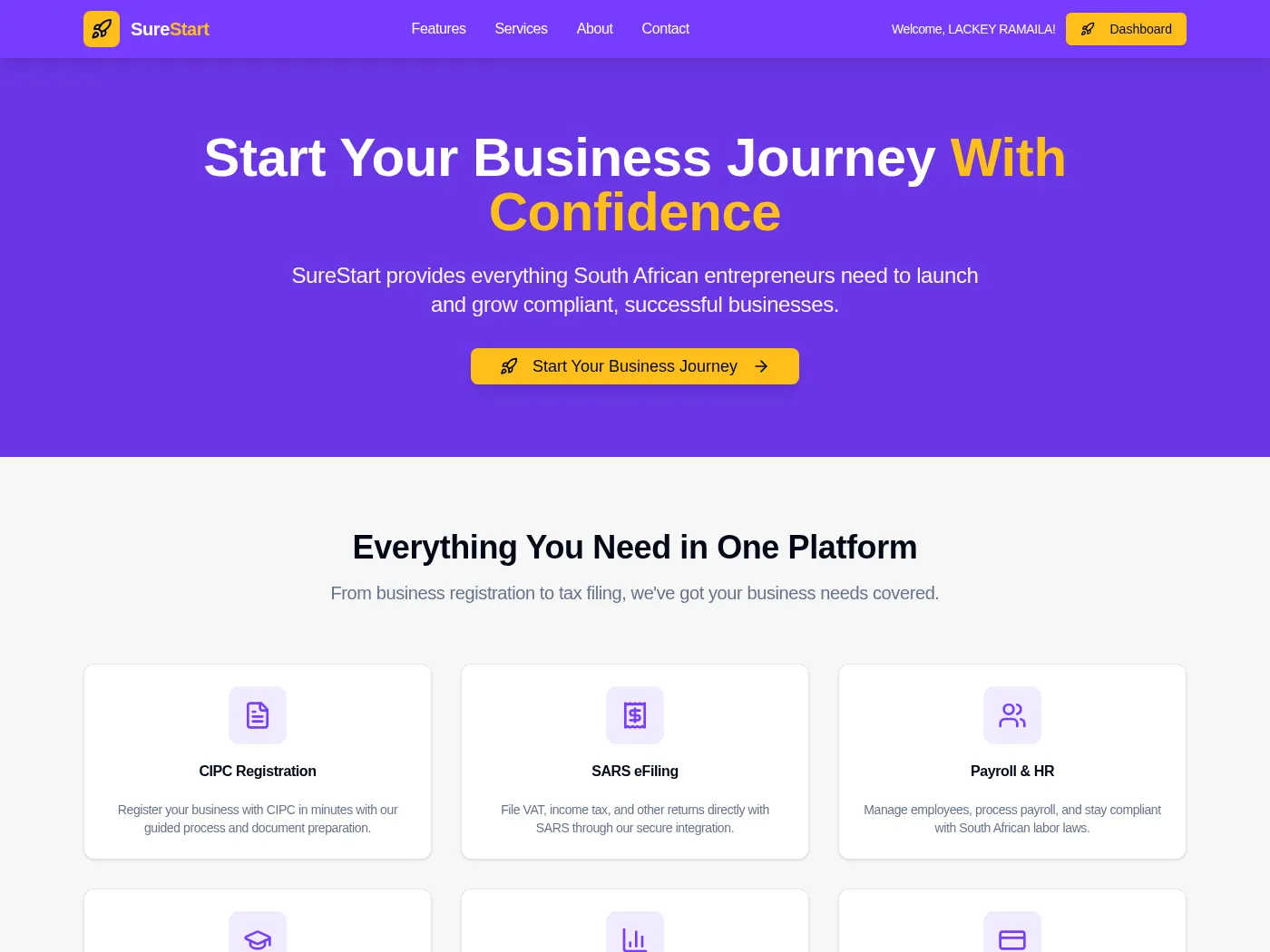 SureStart - Integrated Business Management Platform for South African Entrepreneurs