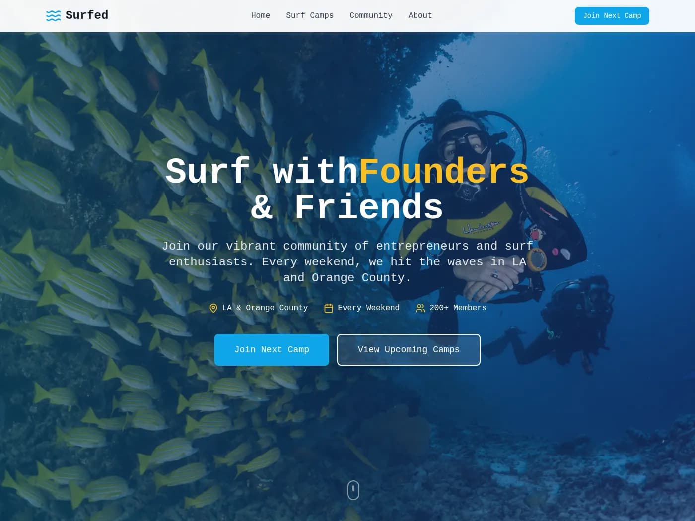Surfed Surf Club Website for Founders & Friends