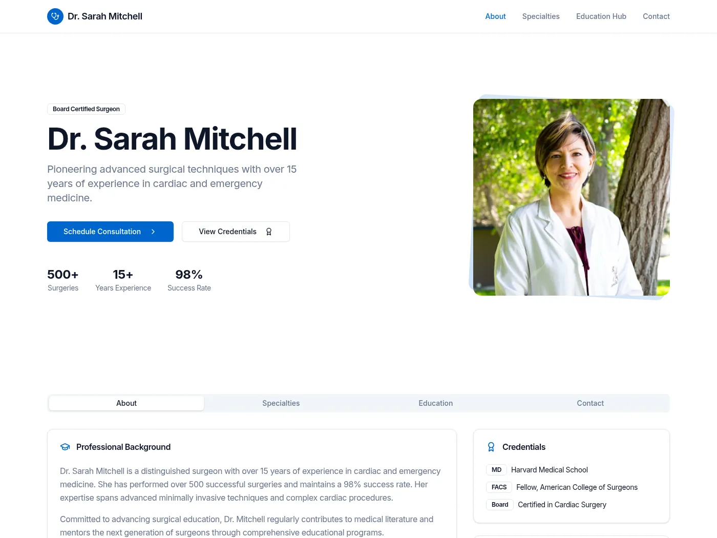 Surgeon Profile & Educational Hub Website