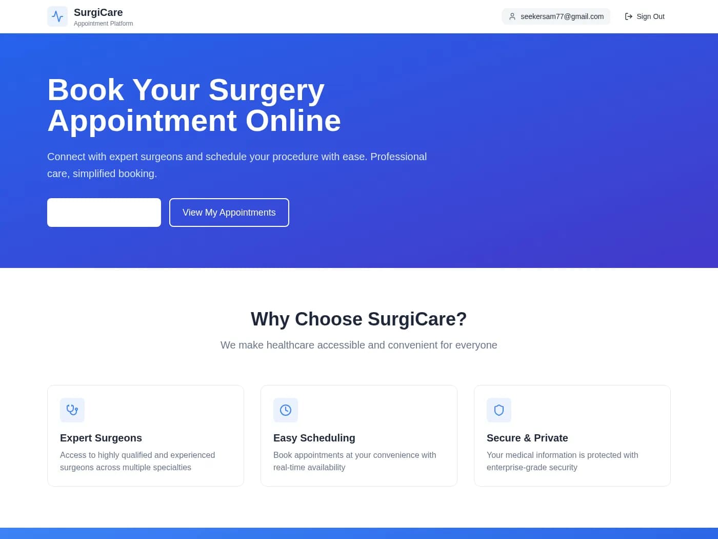 Surgery Appointment Booking Platform