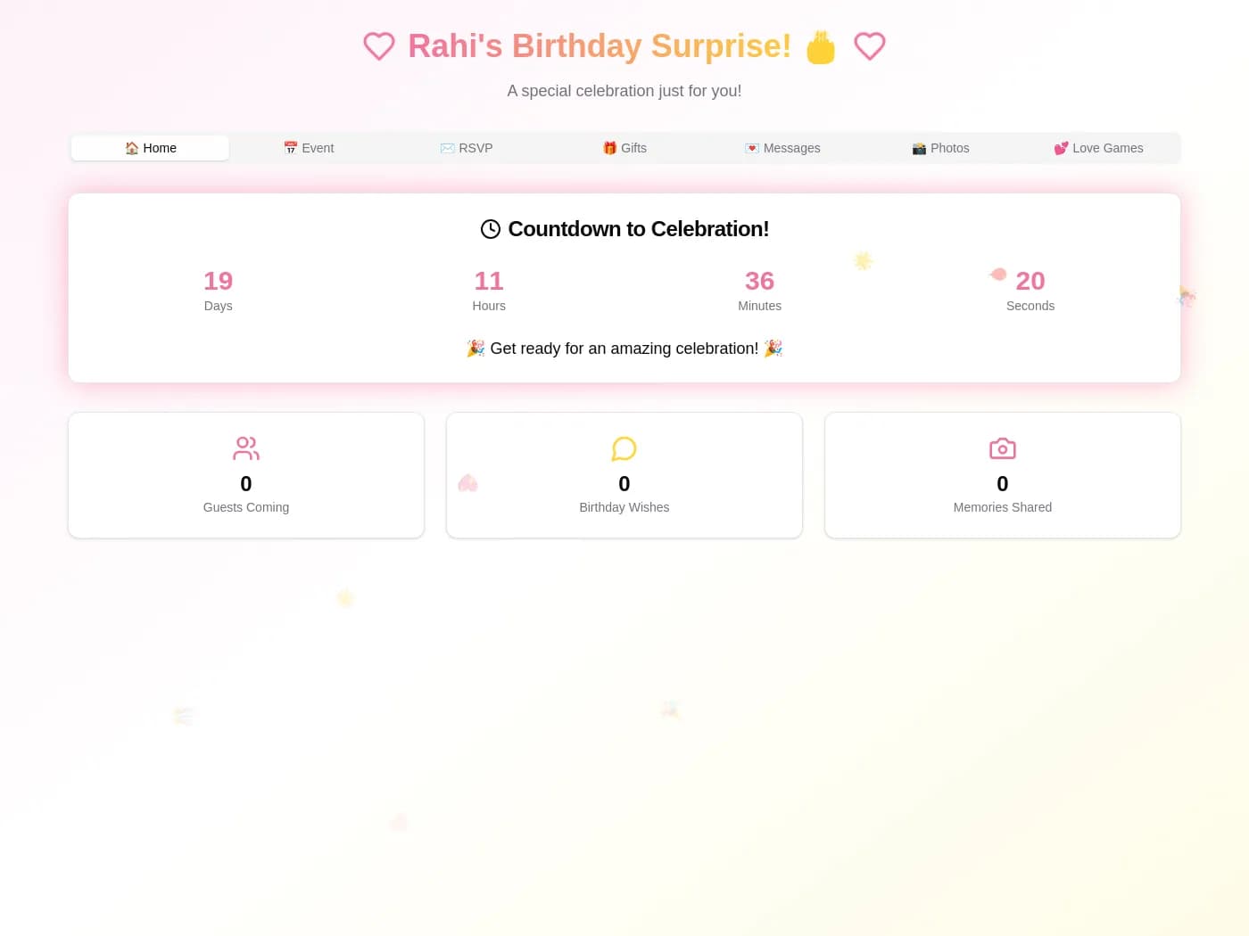 Surprise Birthday App for Rahi