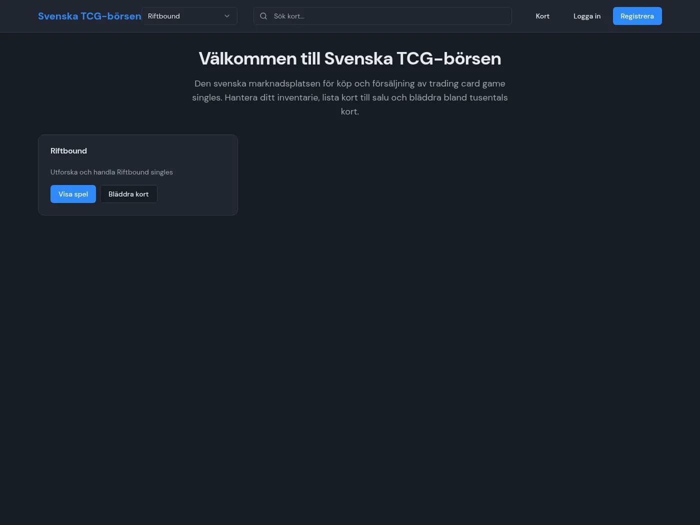 Svenska TCG-börsen – Swedish Trading Card Game Marketplace MVP