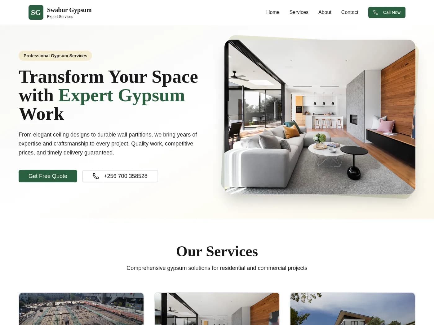 Swabur Gypsum Services Web Portal