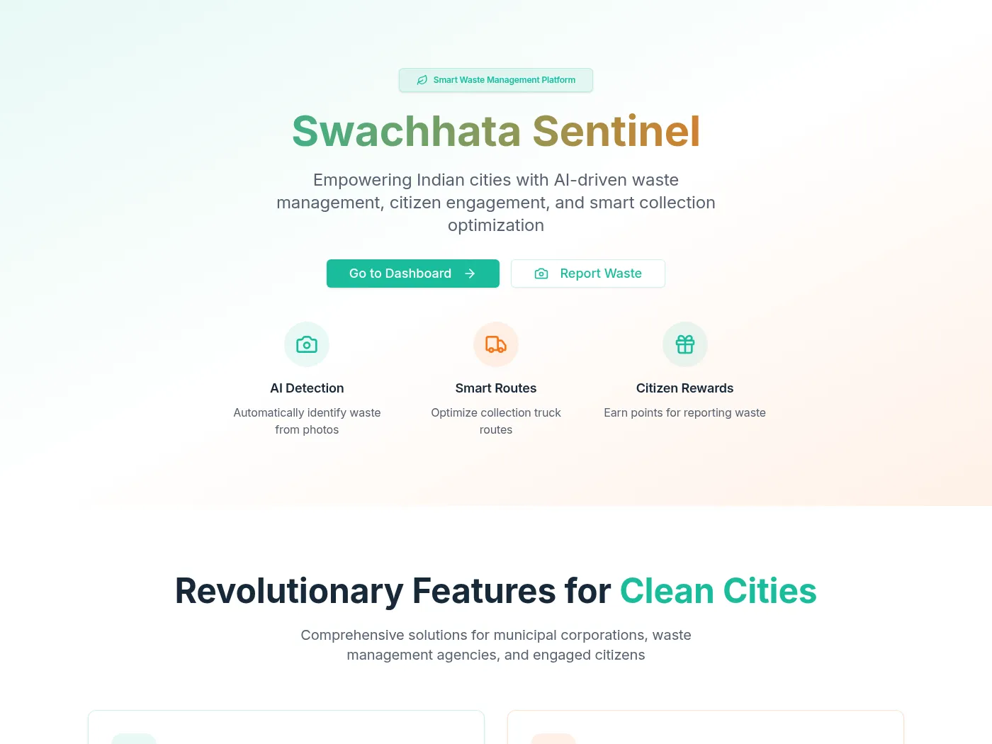 Swachhata Sentinel – Smart AI-Driven Waste Management & Citizen Engagement Platform