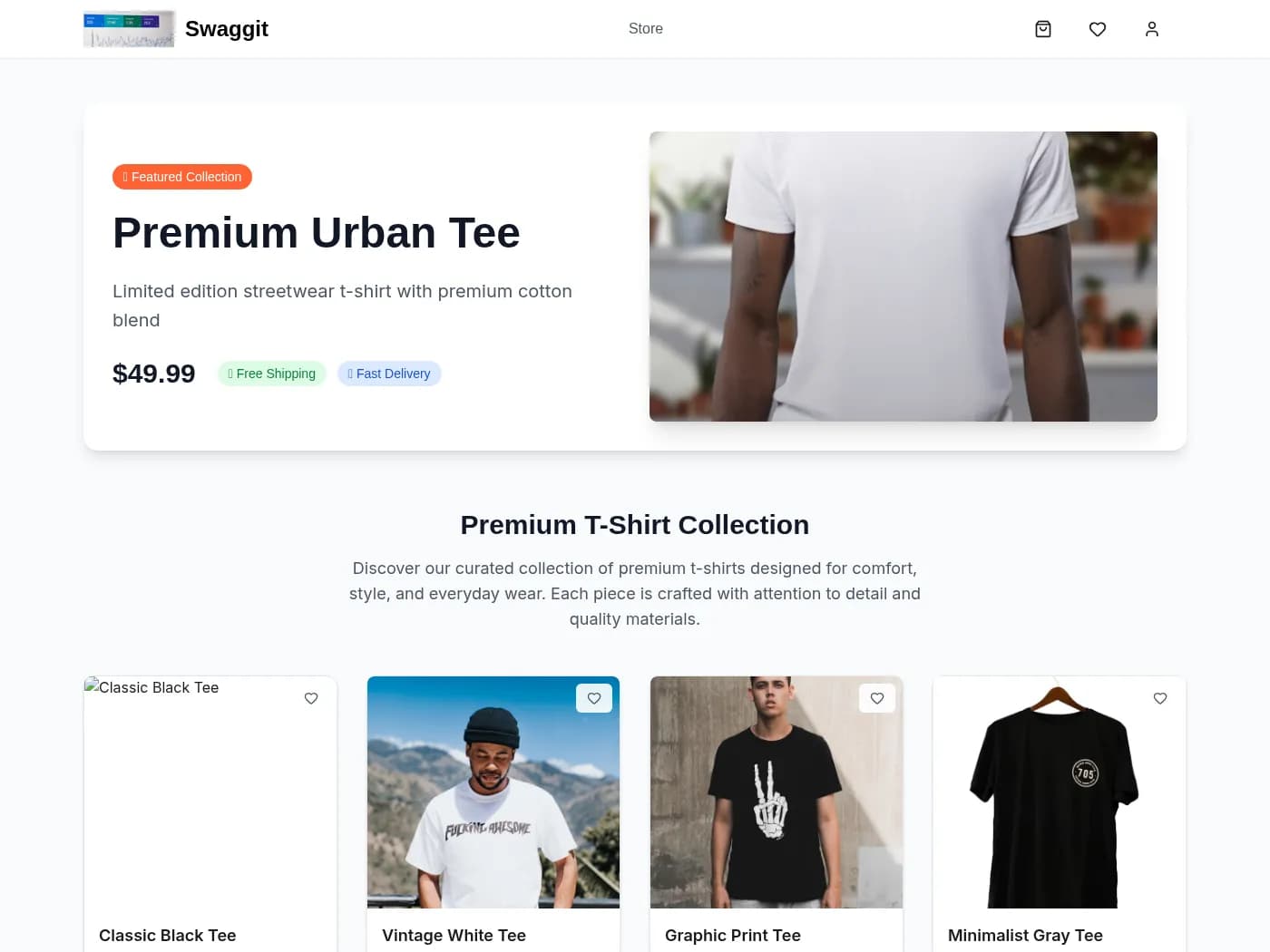Swaggit: Modern T-Shirt E-Commerce Website for Digital Goods