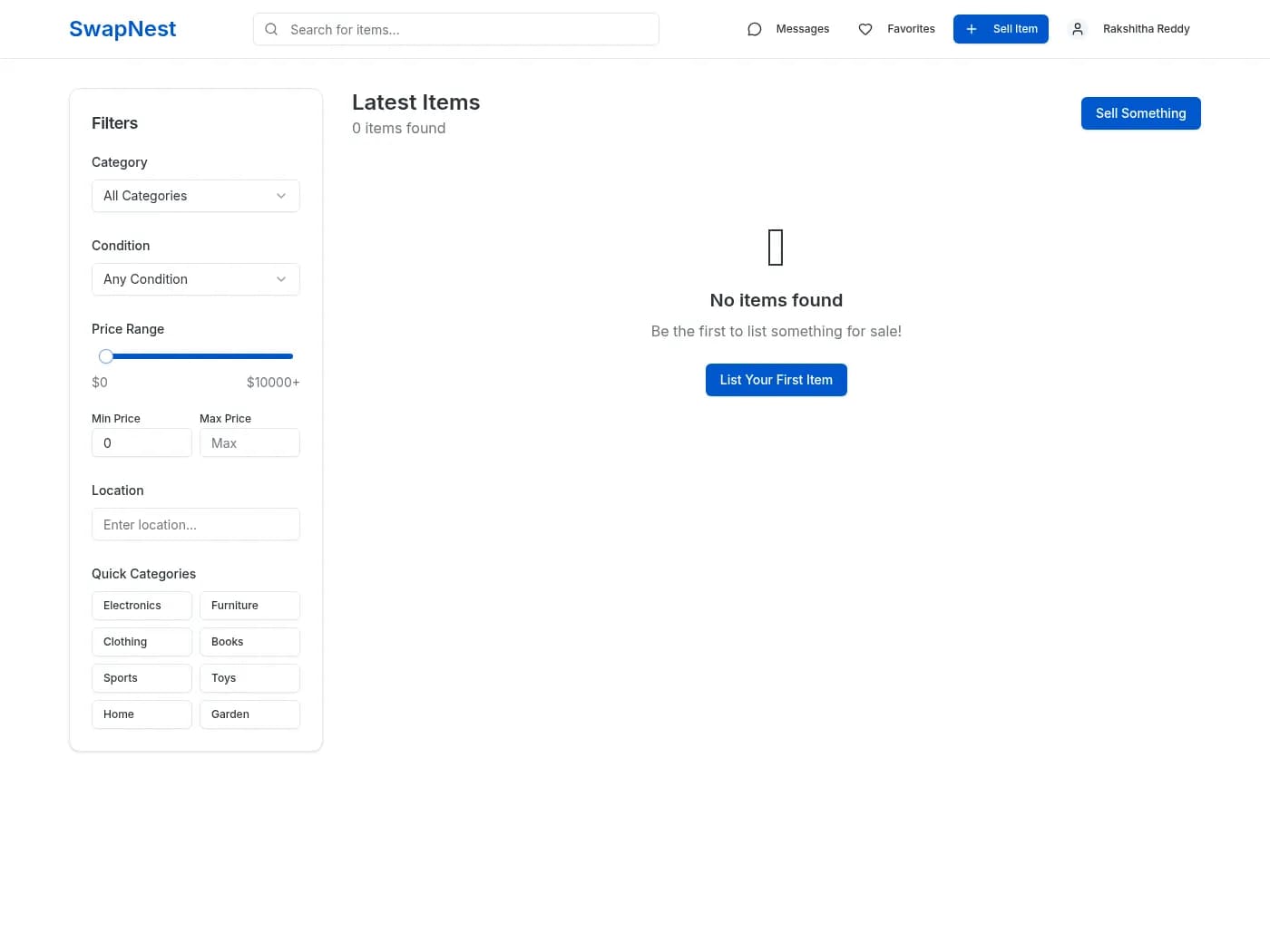 SwapNest: Local Second-Hand Marketplace Web App