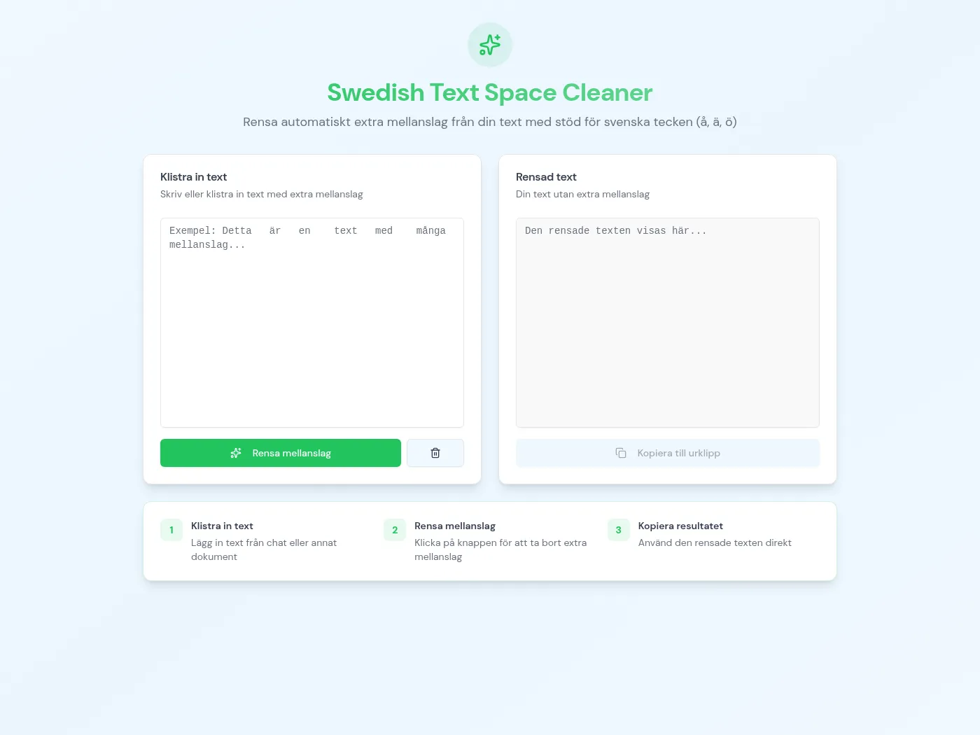 Swedish Text Space Cleaner