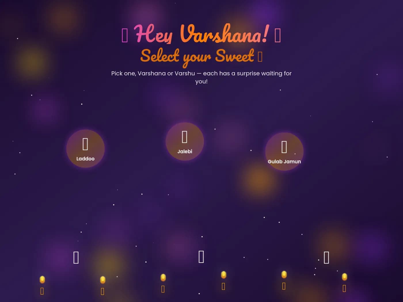 Sweet Surprise for Varshana: A Magical, Festive Diwali Website