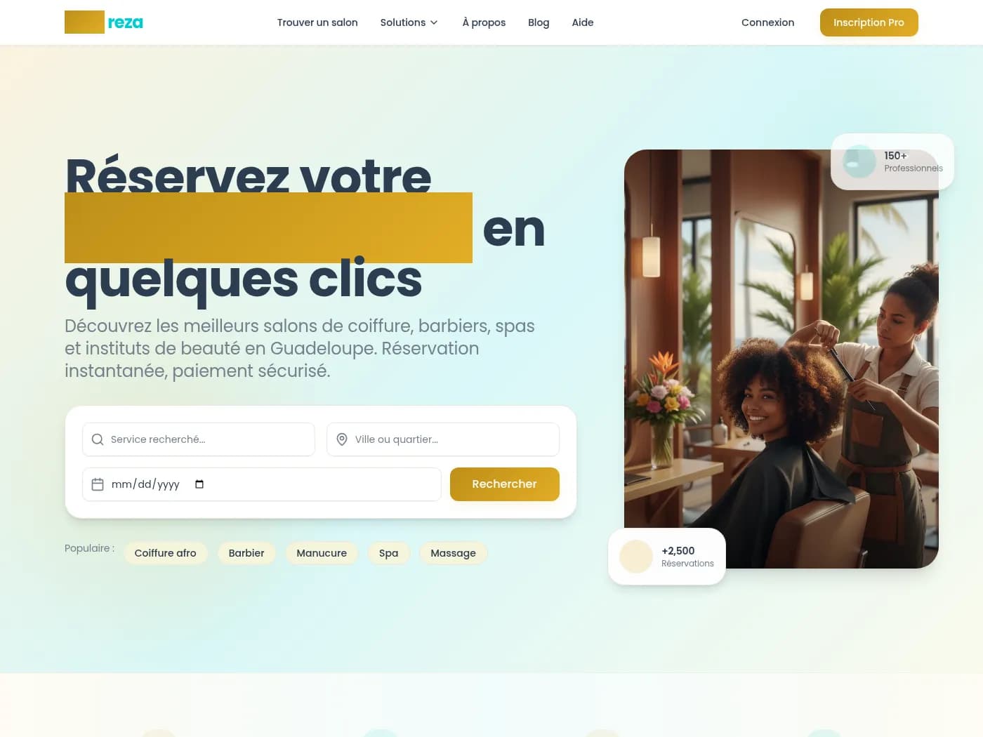Swift Reza - Plateforme de réservation beauté et bien-être en Guadeloupe