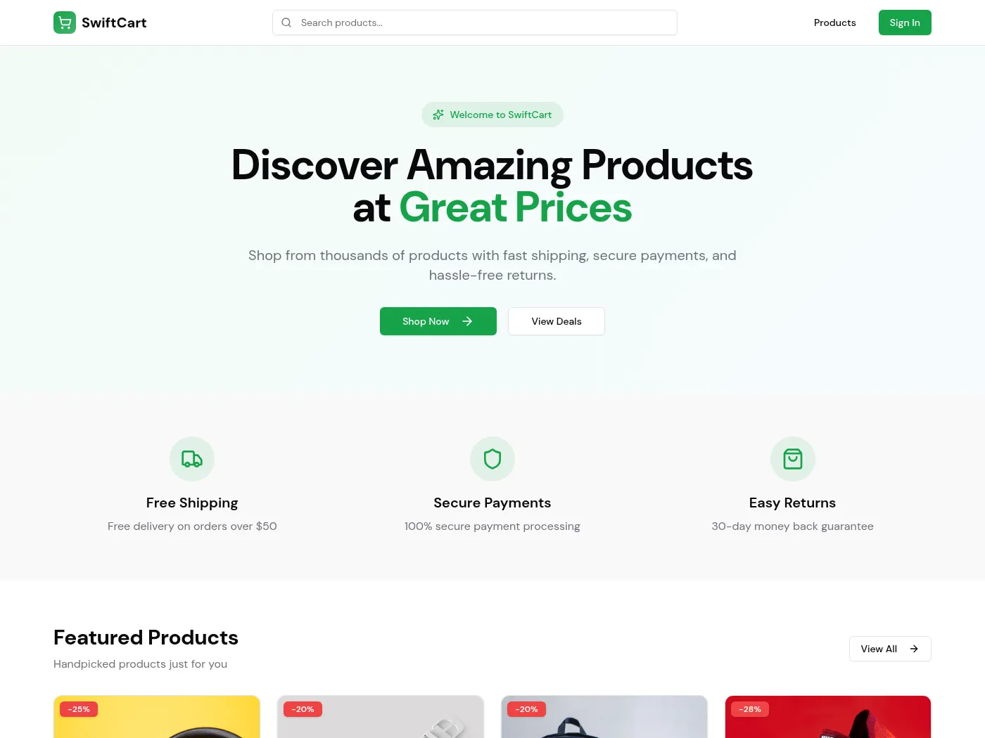 SwiftCart - E-Commerce Platform