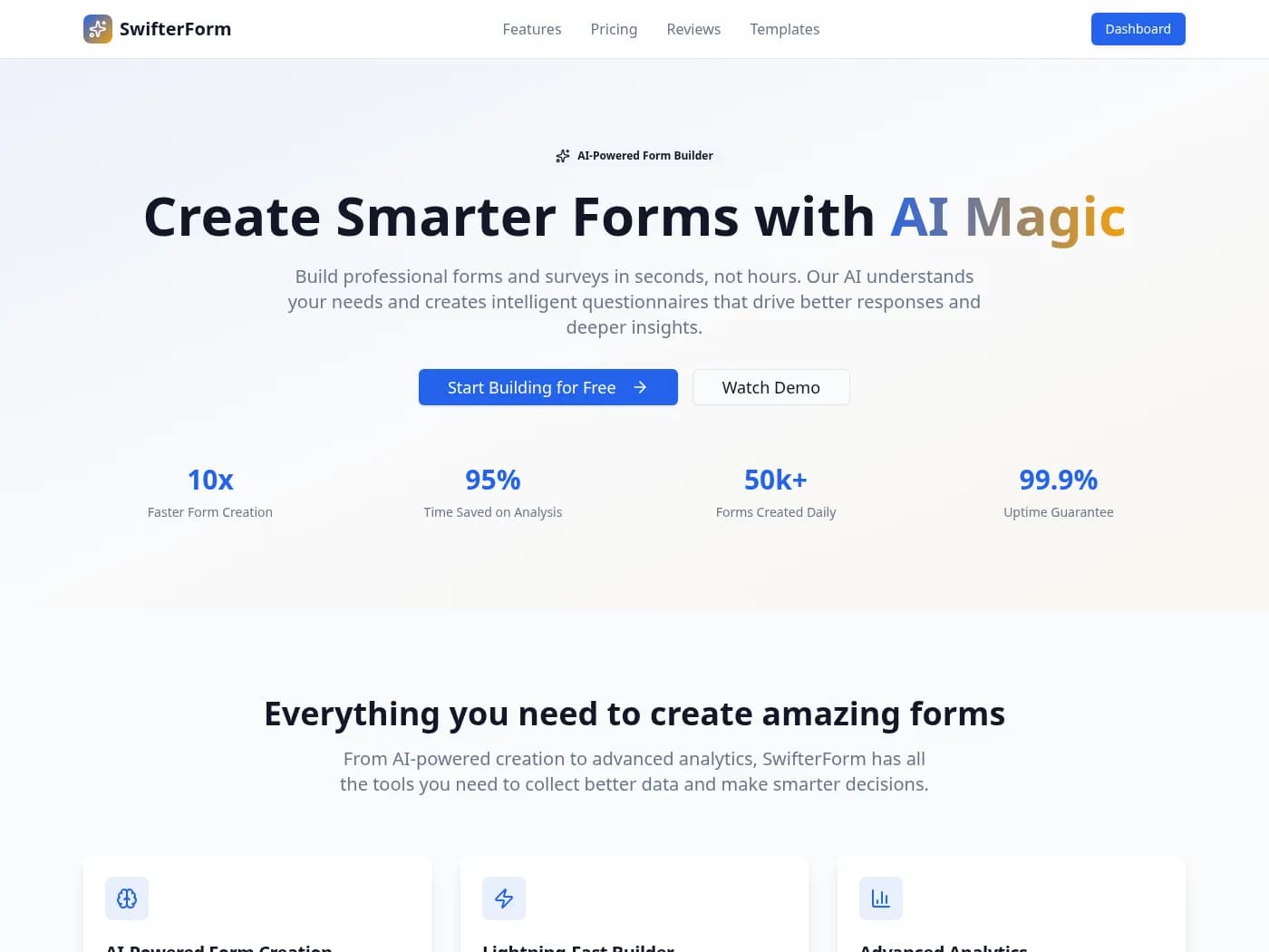 SwifterForm: AI-Powered Form Builder and Data Analysis Platform