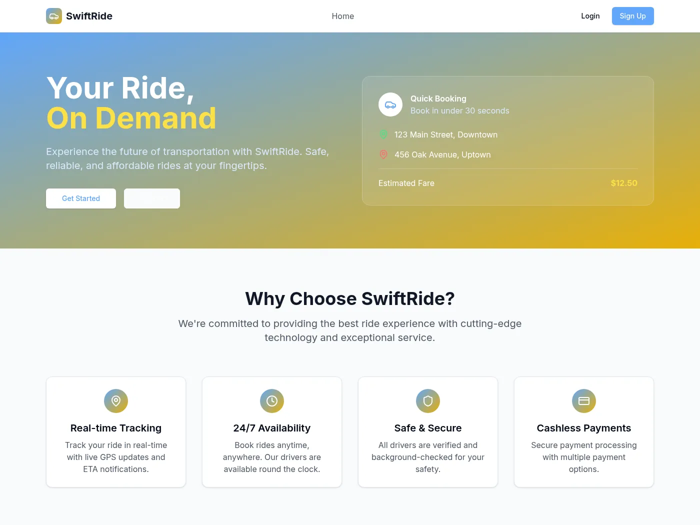 SwiftRide: MERN Stack Real-Time Cab Booking Platform