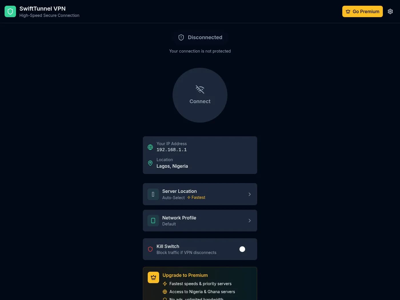 SwiftTunnel VPN: High-Speed Android VPN for Nigeria & Ghana
