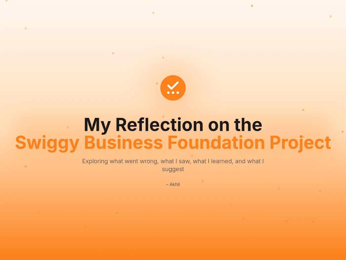 My Reflection on the Swiggy Business Foundation Project – Animated Motion Poster
