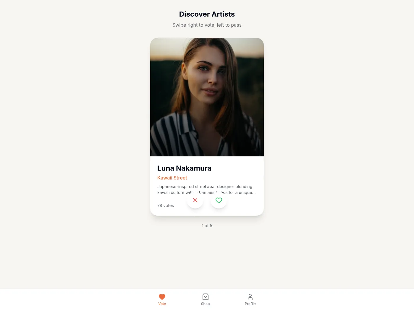 Swipe & Shop: Streetwear Artist Voting Platform