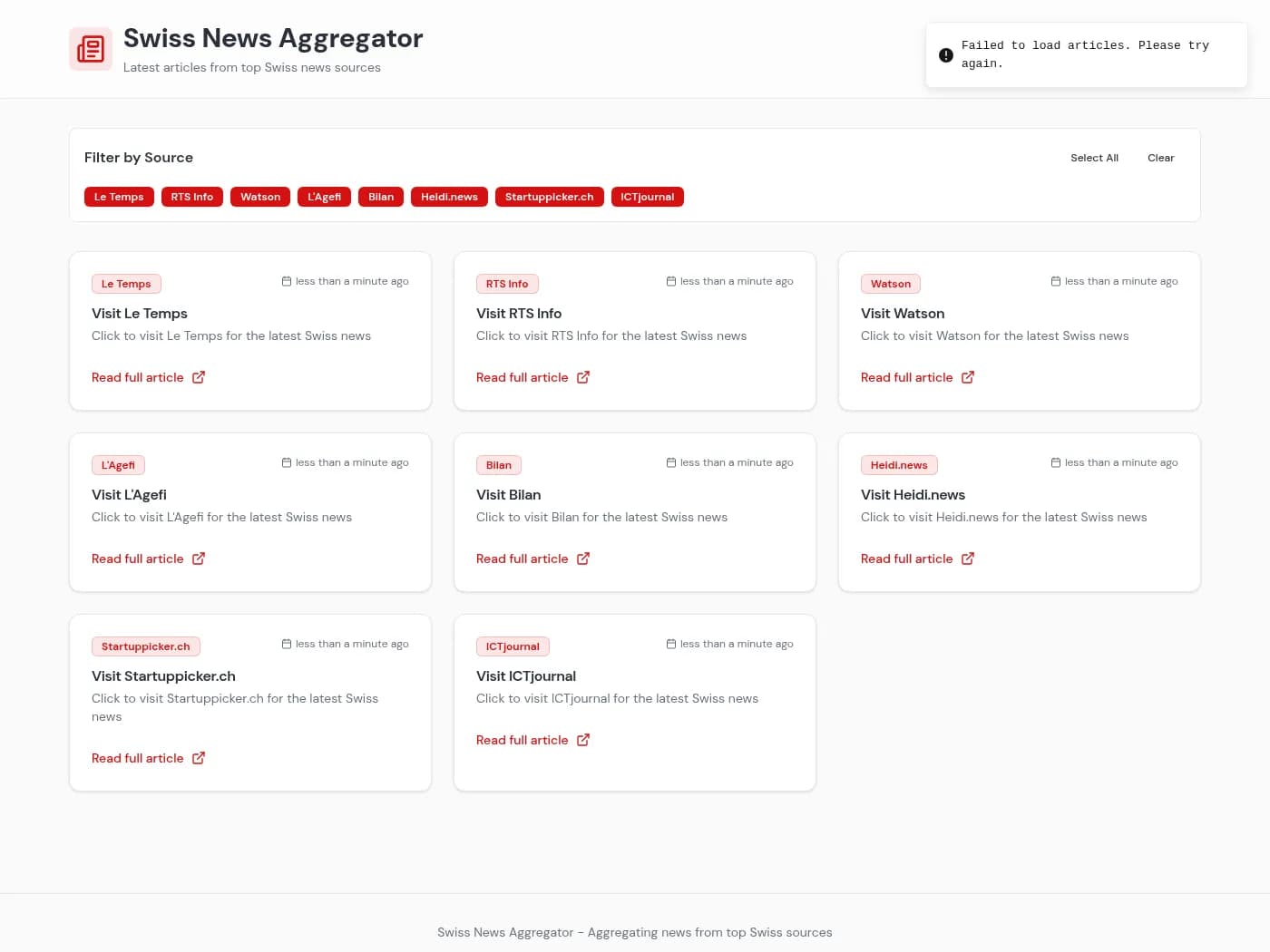 Swiss News Aggregator