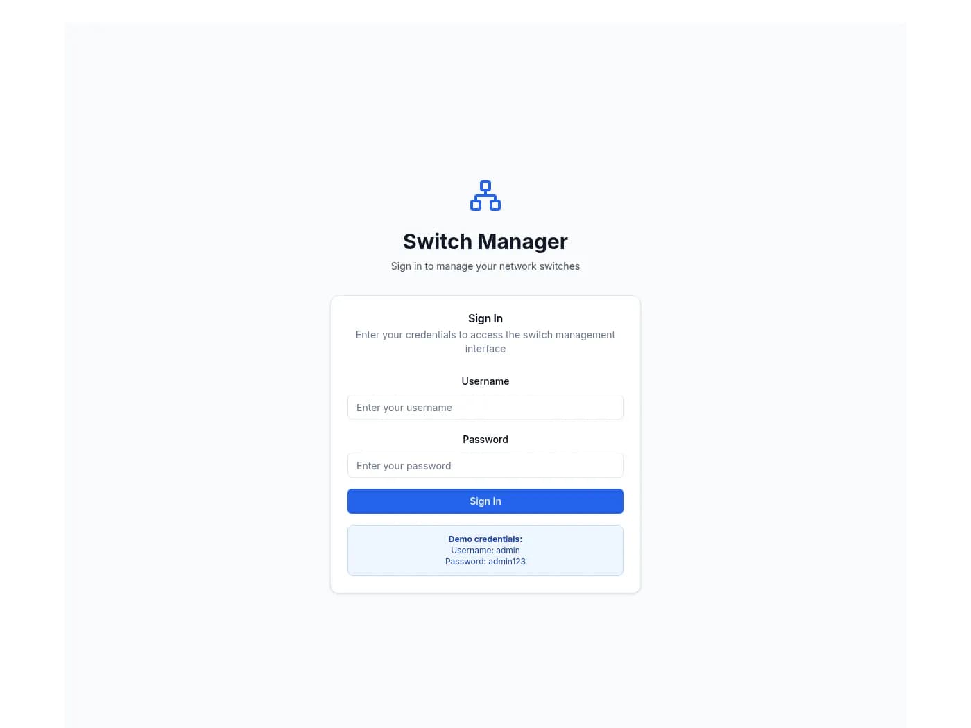 Switch Manager Web Interface