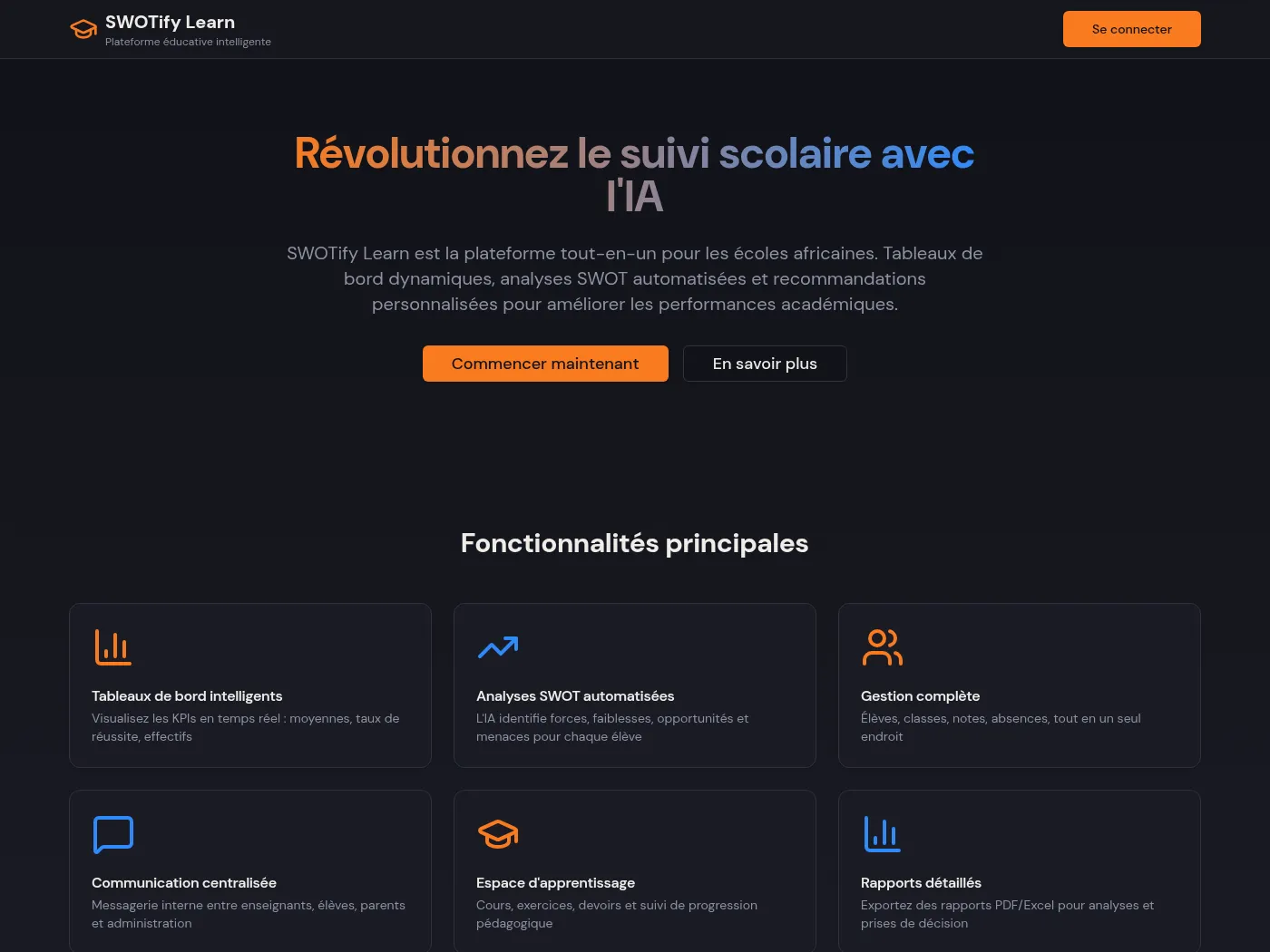 SWOTify Learn: Plateforme intelligente d'analyse et d'amélioration des performances scolaires
