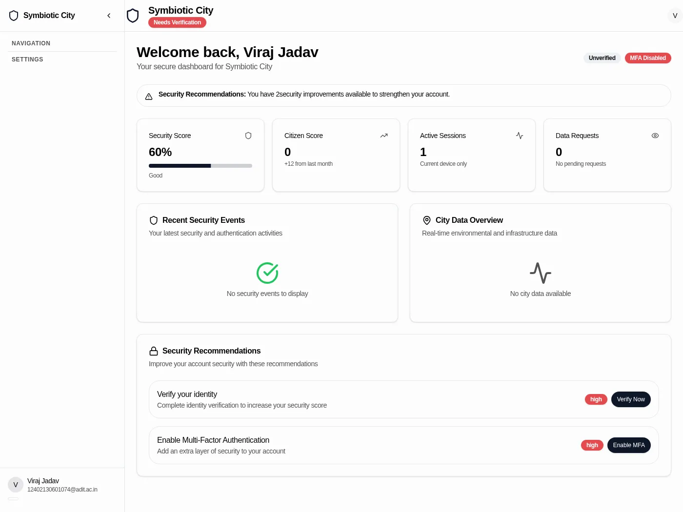 Symbiotic City: Secure Full-Stack Web Platform