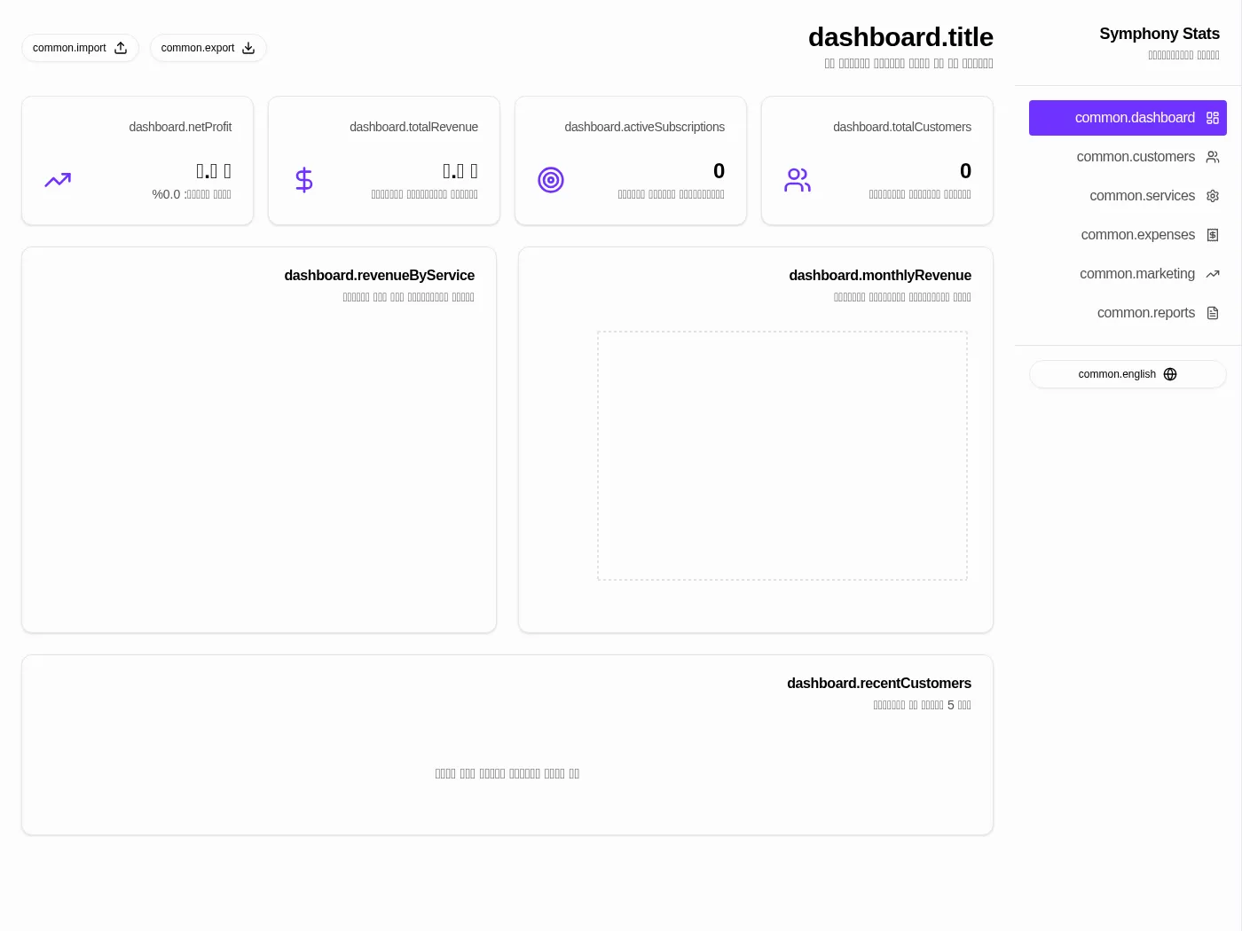 Symphony Stats: لوحة تحكم متقدمة لإدارة الاشتراكات متوافقة مع العربية والإنجليزية ودقة مالية عالية