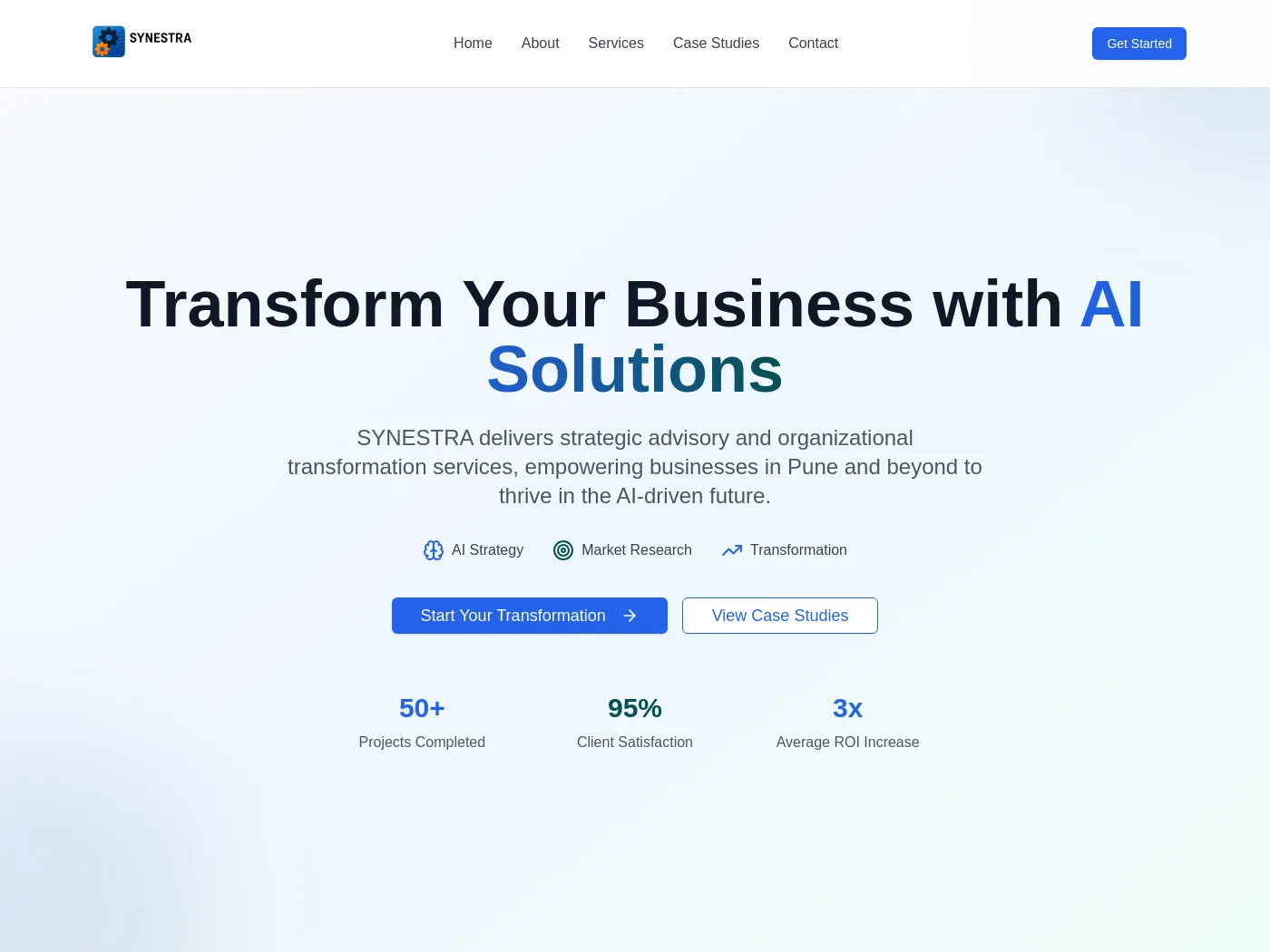 SYNESTRA AI Solutions Company Website