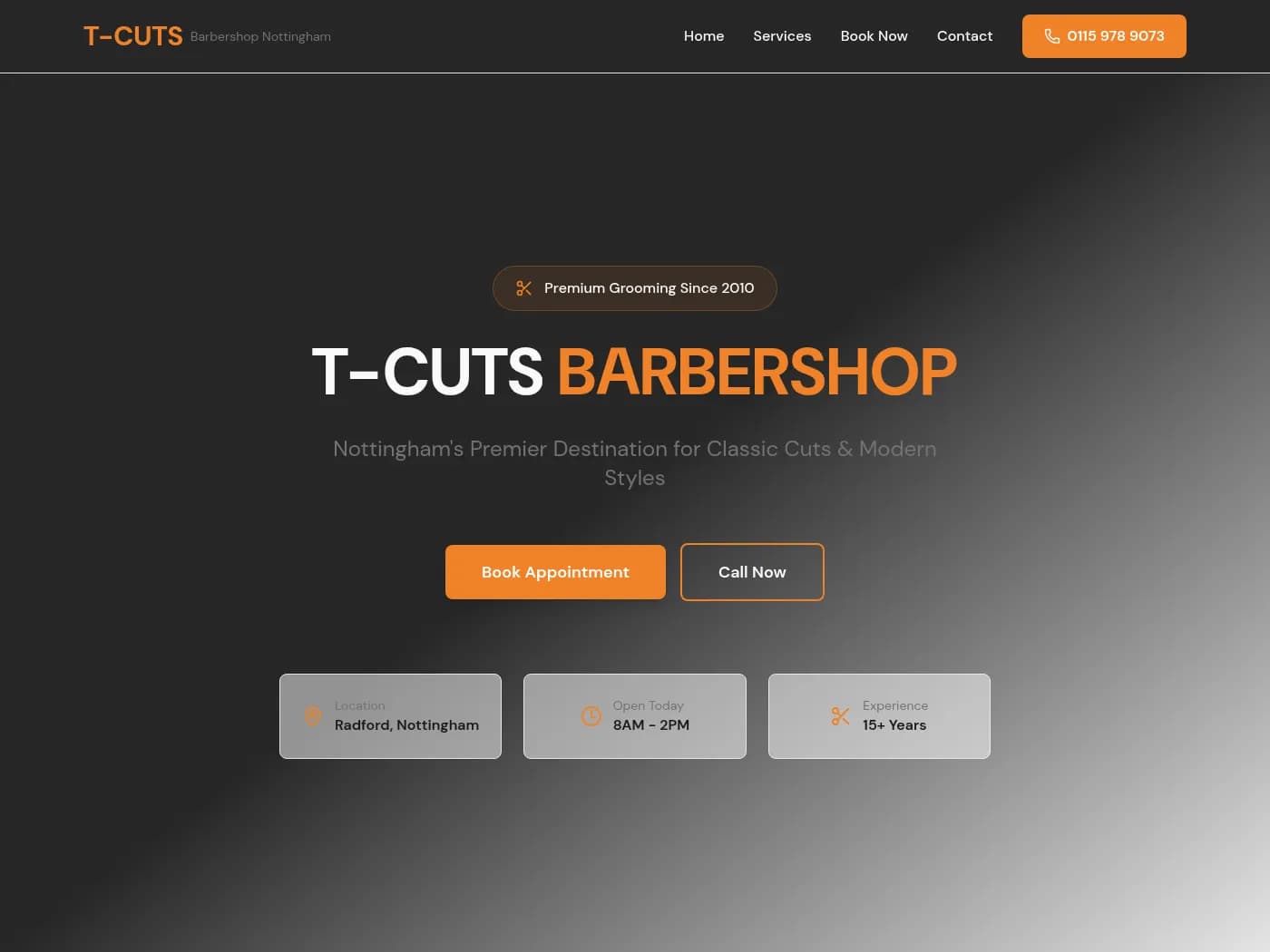 T-cuts Barbershop Nottingham Website with Online Booking & Schedule
