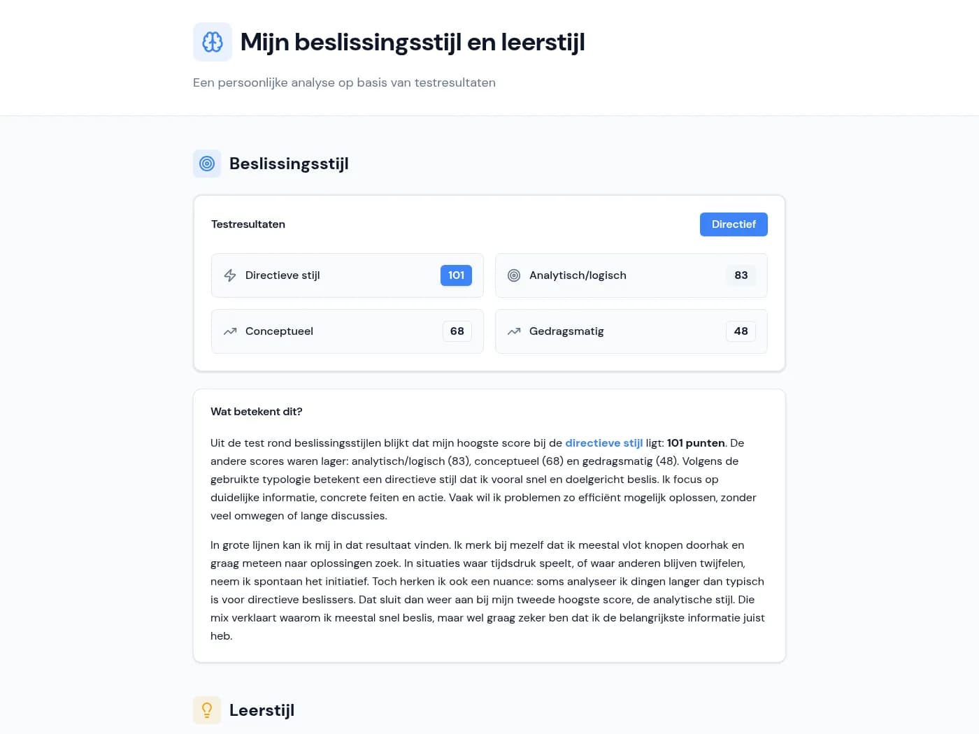 Persoonlijke Analyse Beslissingsstijl en Leerstijl (Origineel, B2-Niveau)