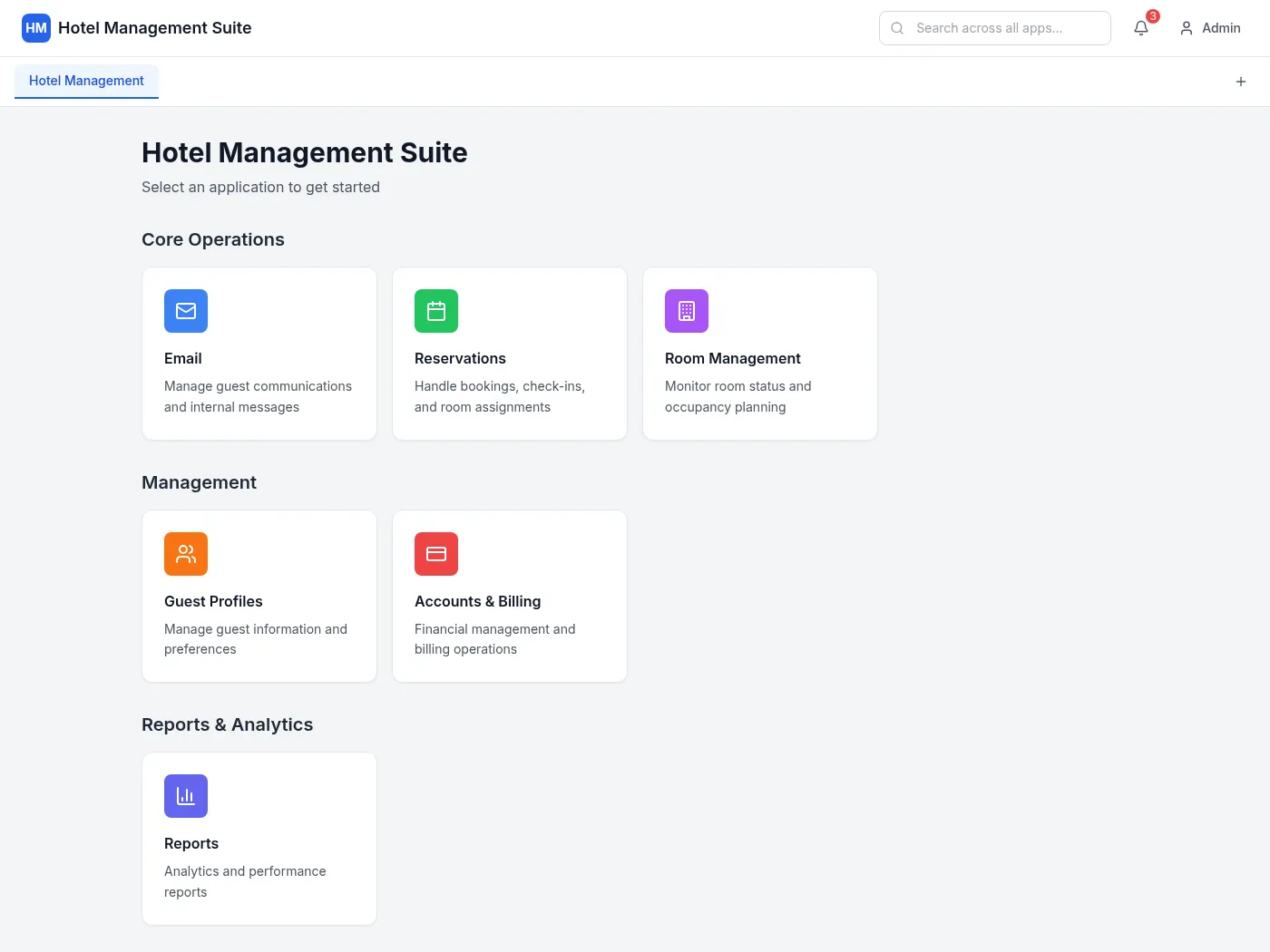 Tab-Based Hotel Management Suite