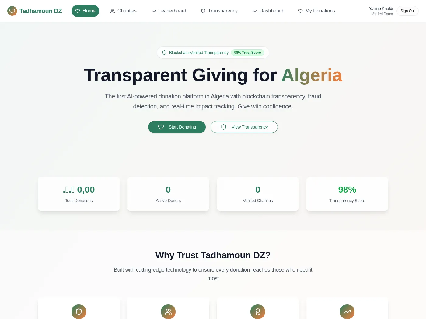 Tadhamoun DZ – AI-Powered Transparent Donation Platform for Algerian Charities