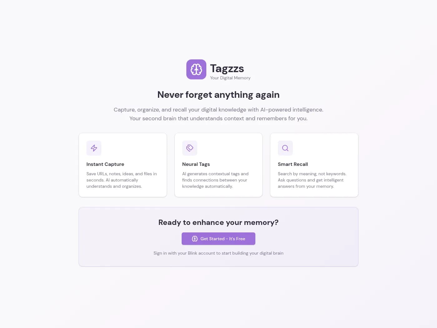 Tagzzs — Your Digital Memory