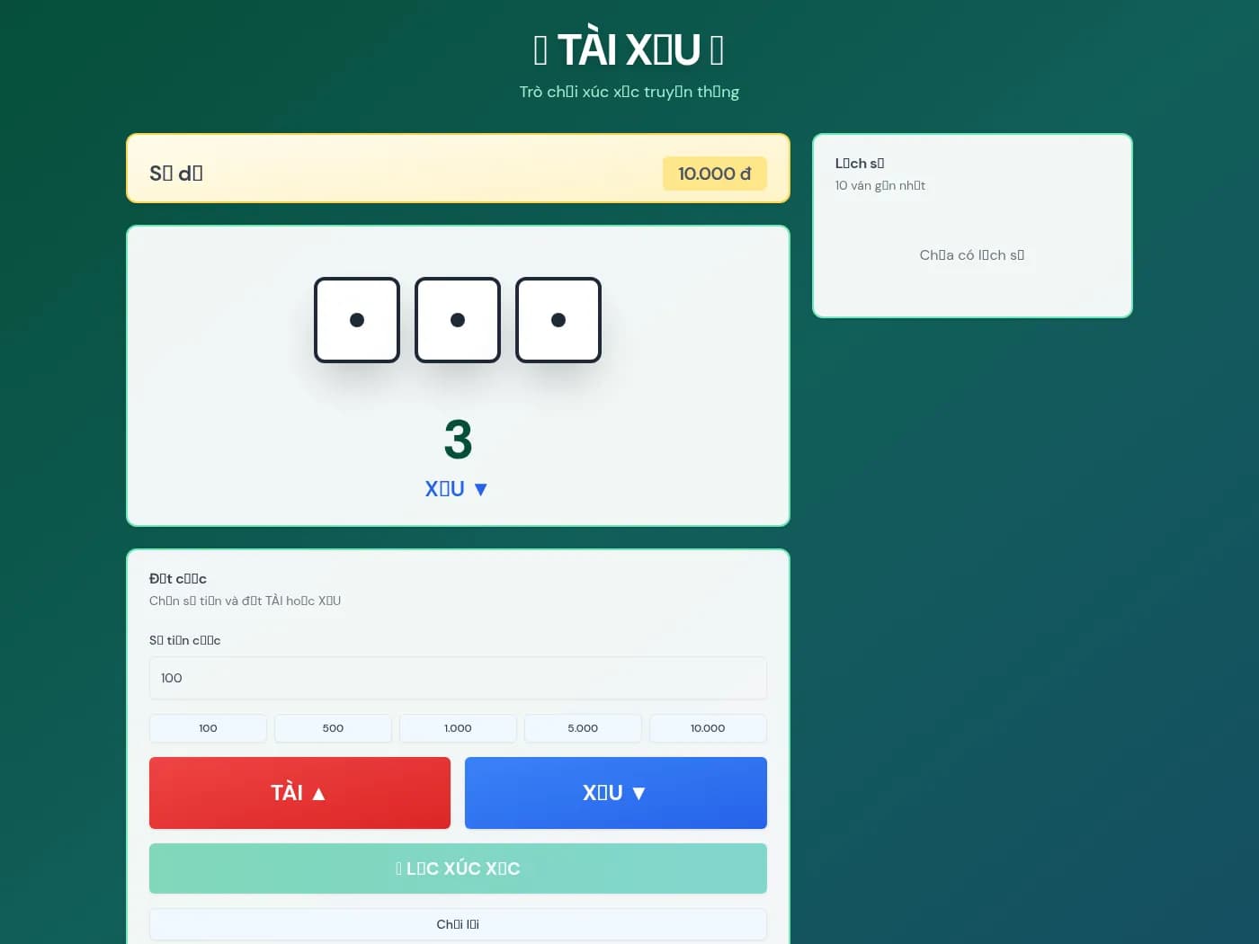 Tài Xỉu Dice Game with Python