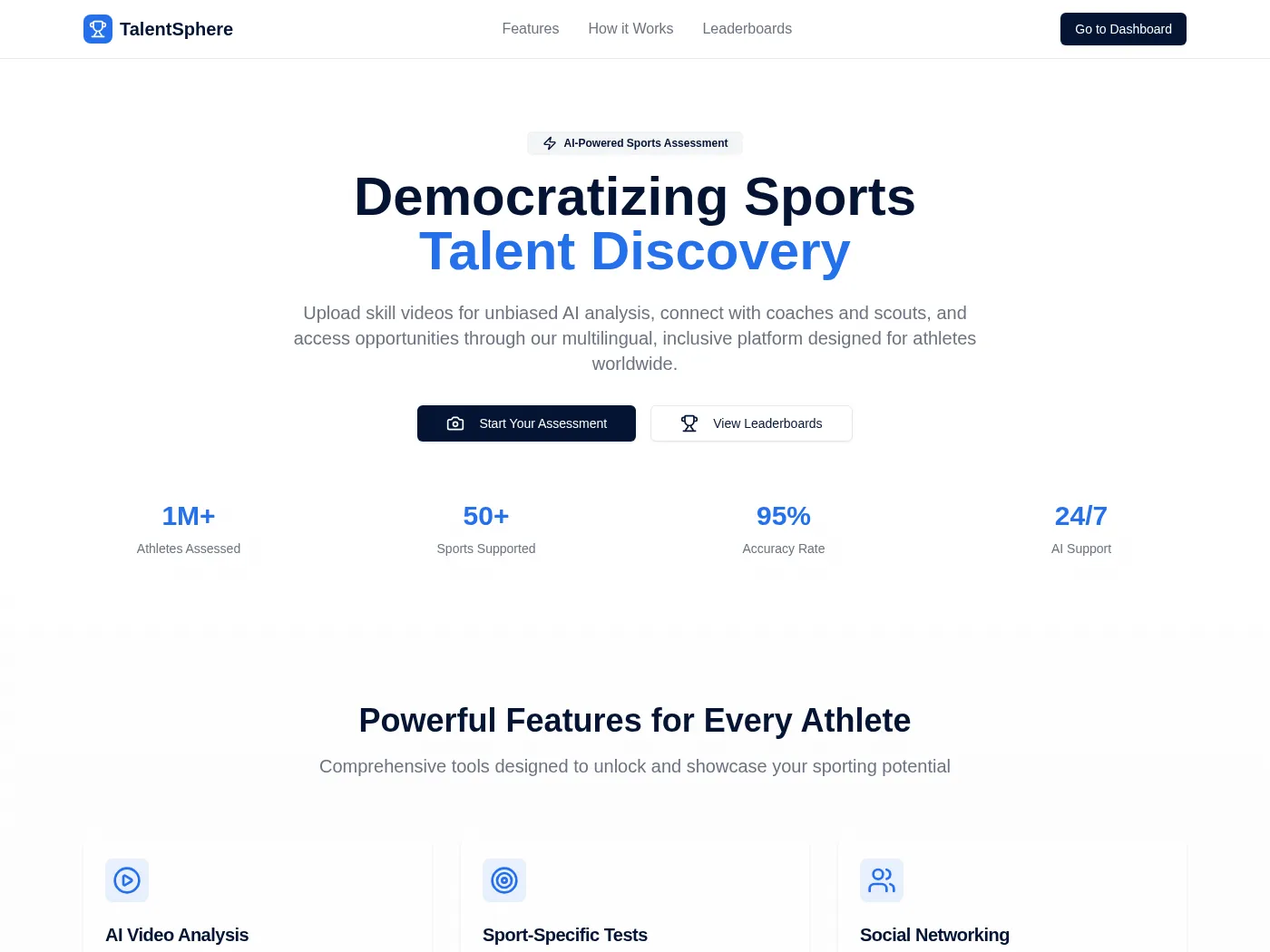 TalentSphere: AI-Powered Sports Assessment & Networking Platform