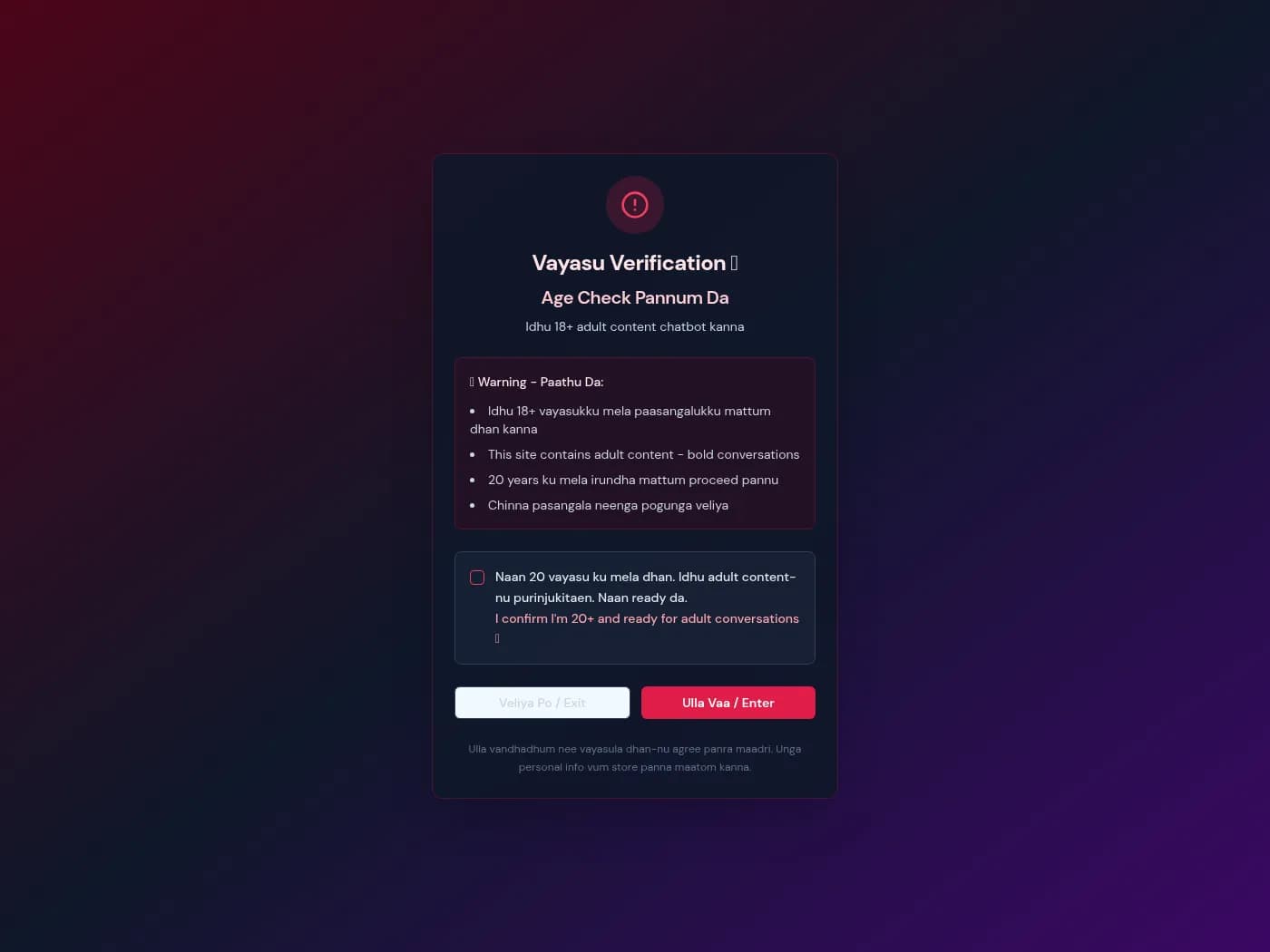 Chatbot with Age Verification