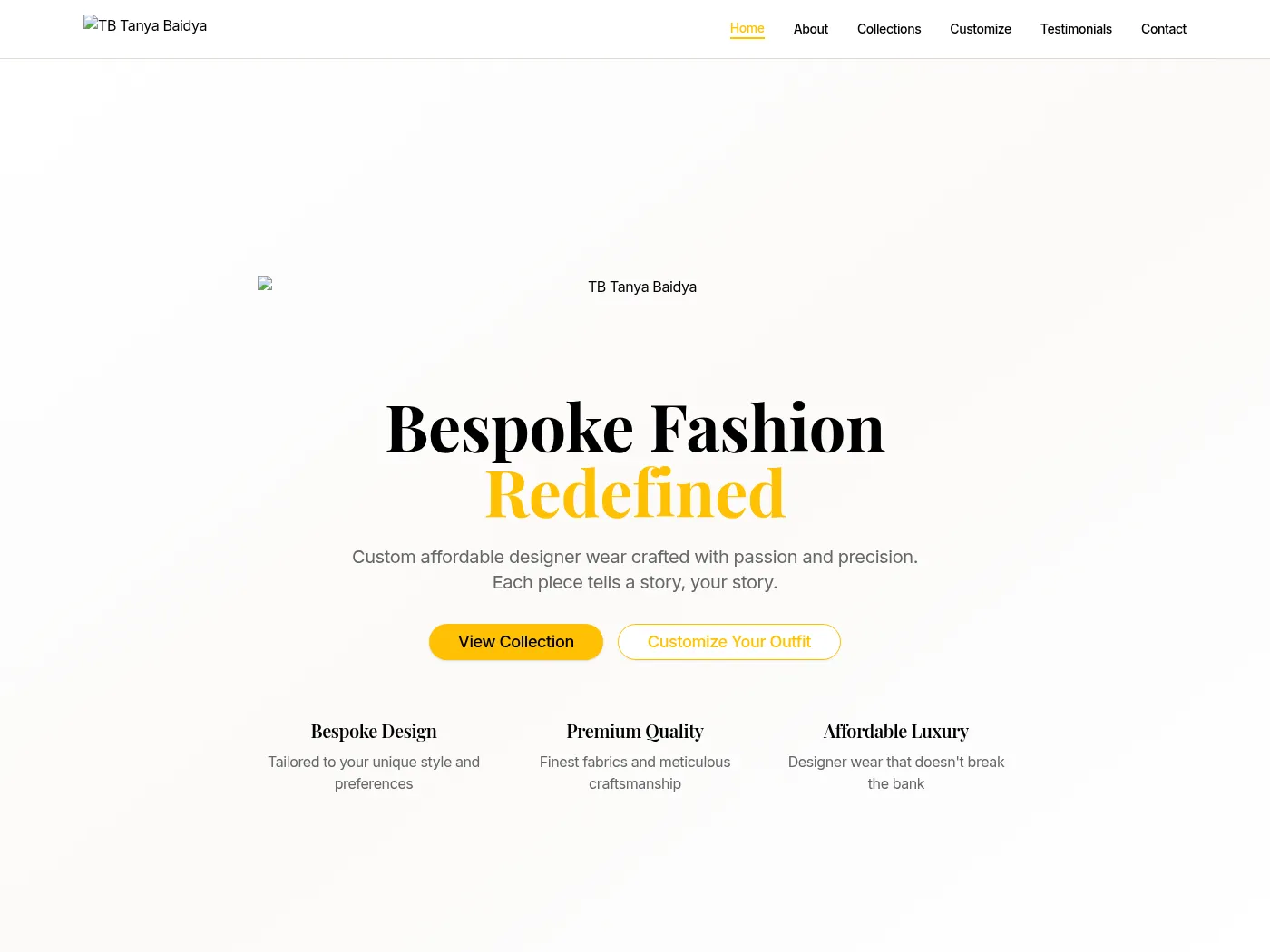 Tanya Baidya Fashion Portfolio Website