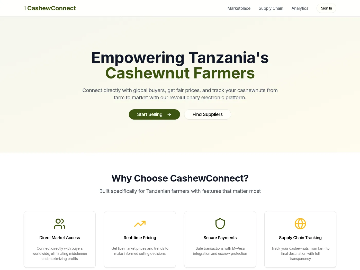 Tanzania Cashewnut Sales & Supply Platform