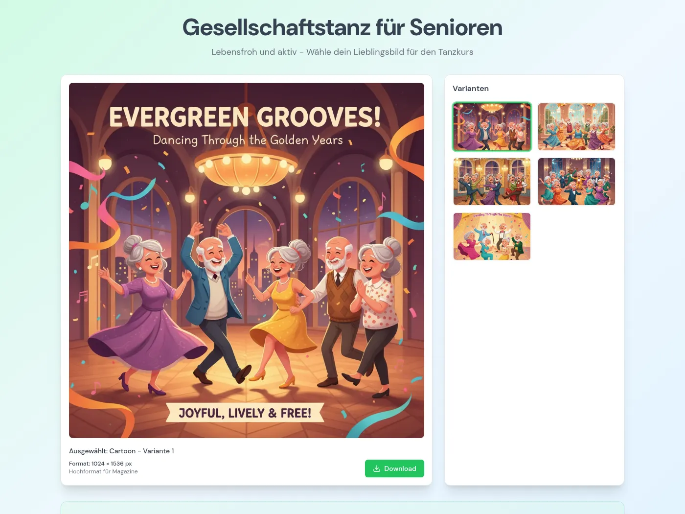 Lebensfrohe Gesellschaftstanz Bildgenerator für Senioren