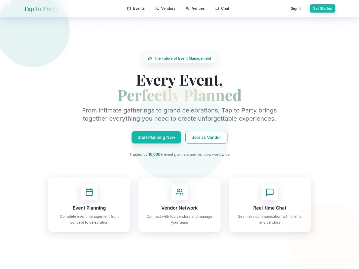 Tap to Party: All-in-One Event Management Platform