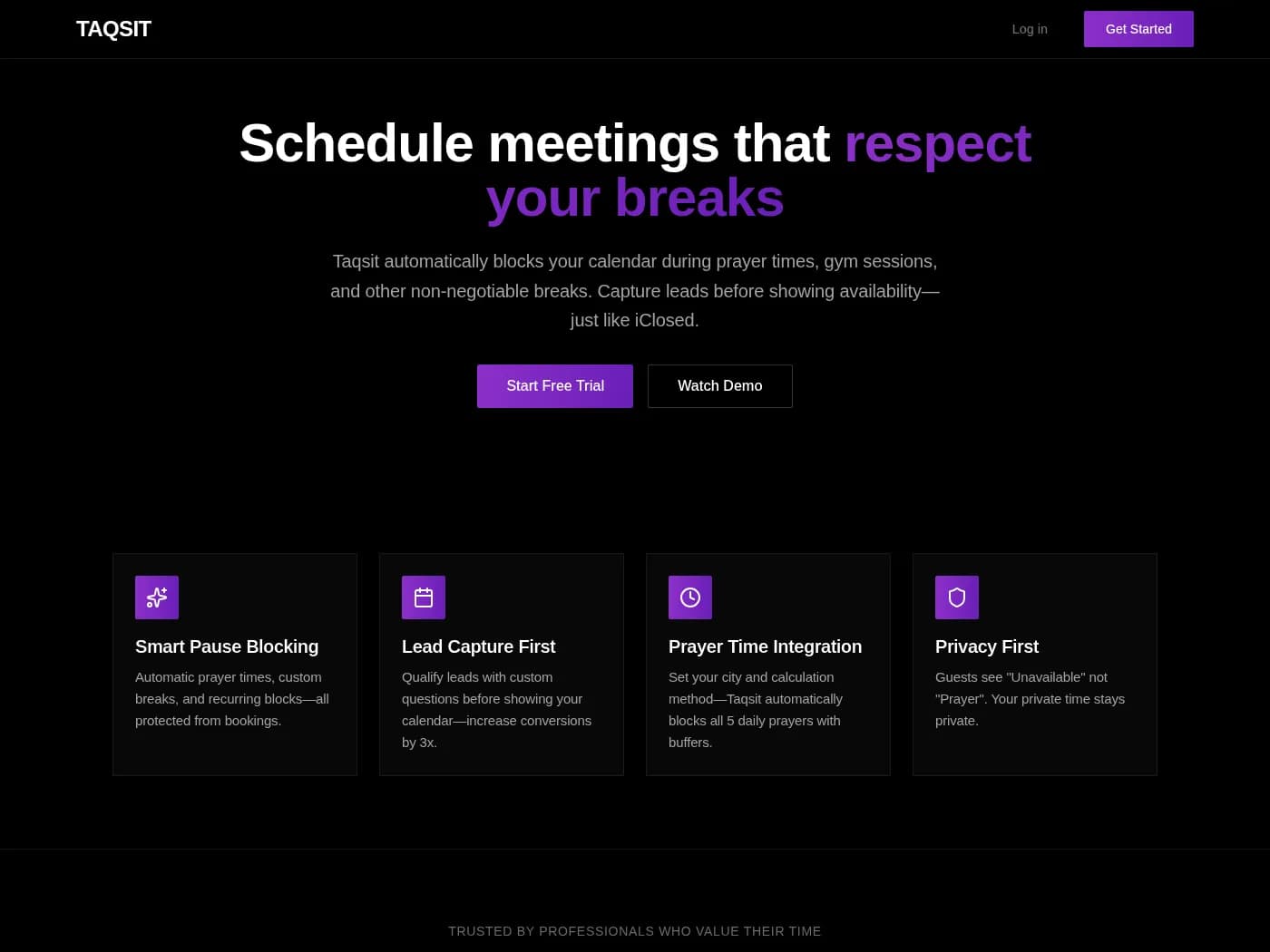 Taqsit.io – Smart Meeting Scheduler with iClosed-Style Lead Capture and Automatic Pause Blocking