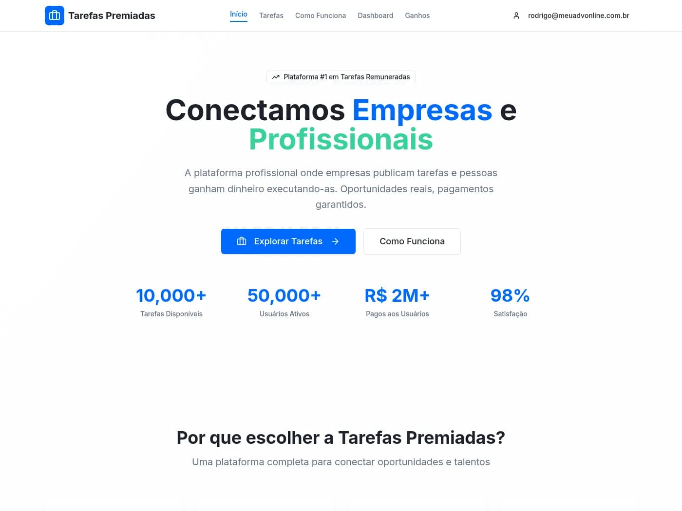 Tarefas Premiadas - Plataforma Profissional de Gestão de Tarefas Remuneradas