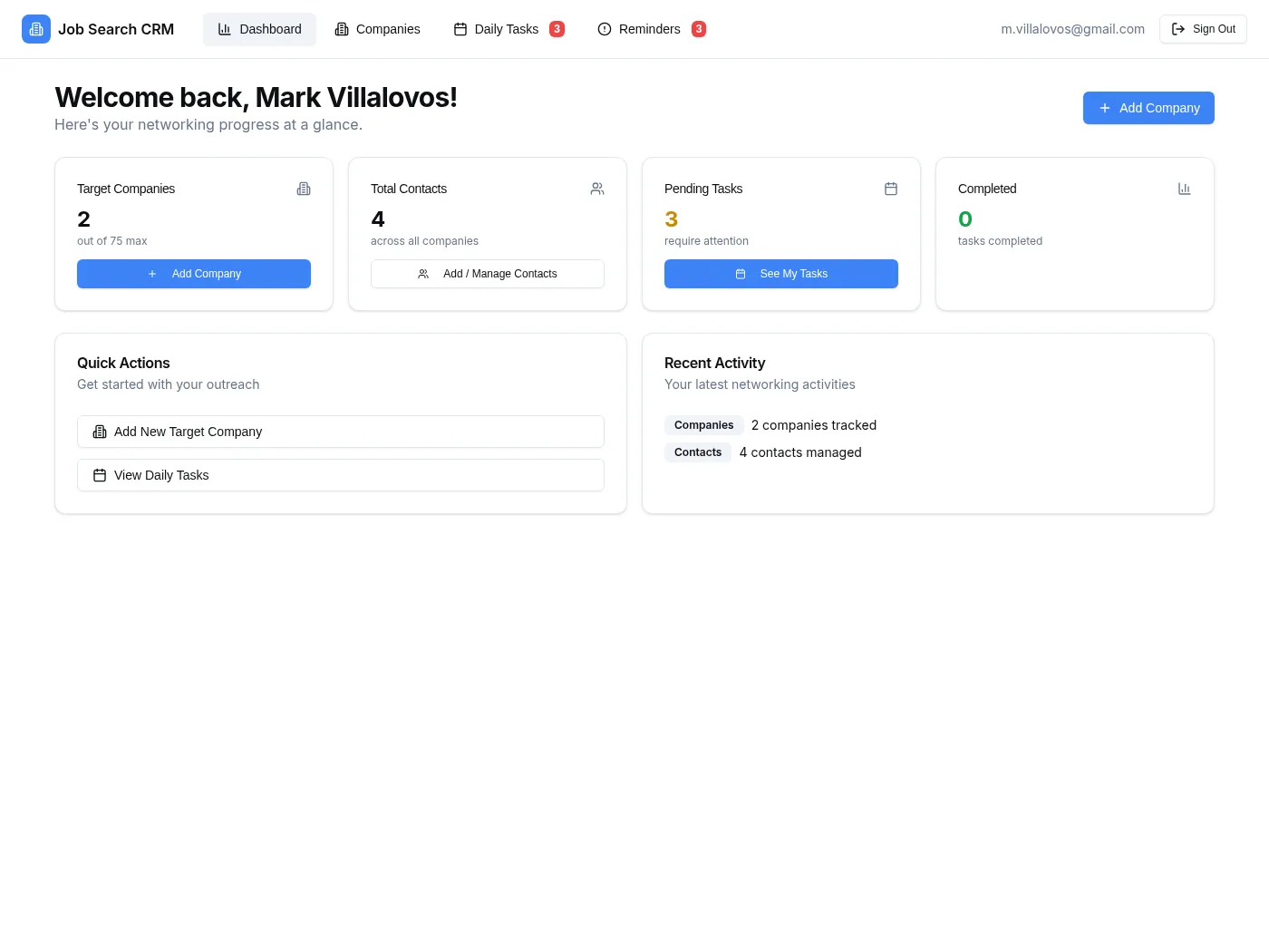 Job Search Genius Outreach Tracker