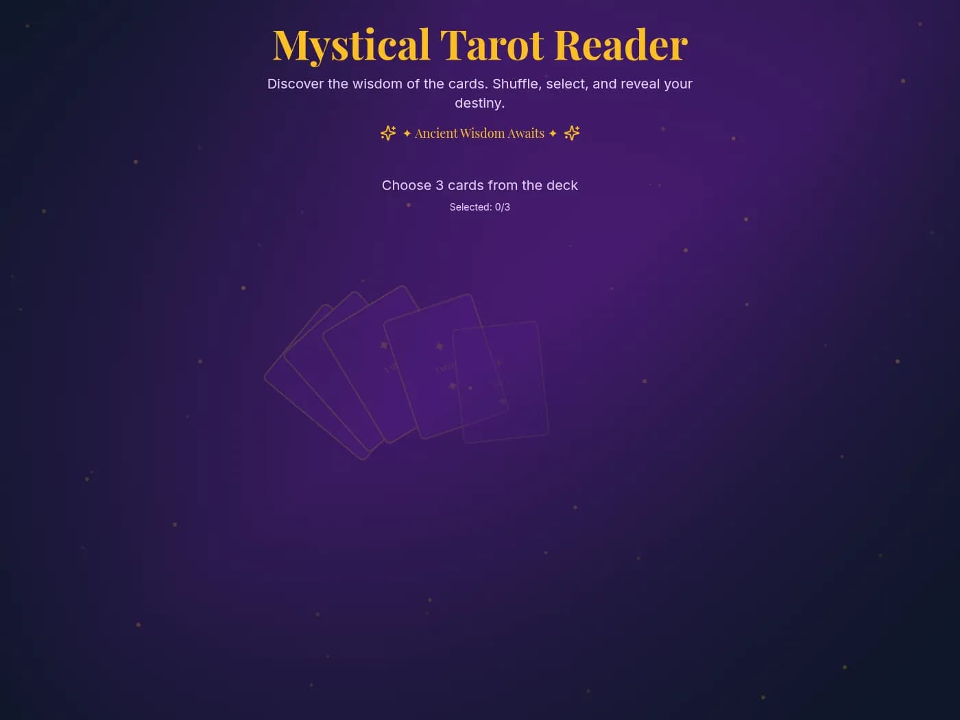 Tarot Card Reading Web App with Animated Interactions