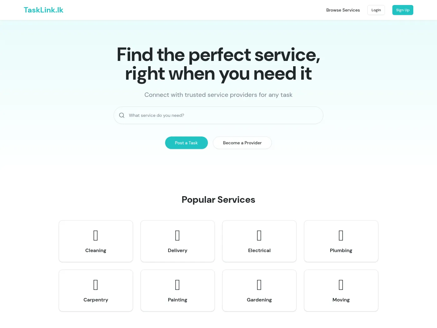 TaskLink.lk – Modern Service Marketplace Web App