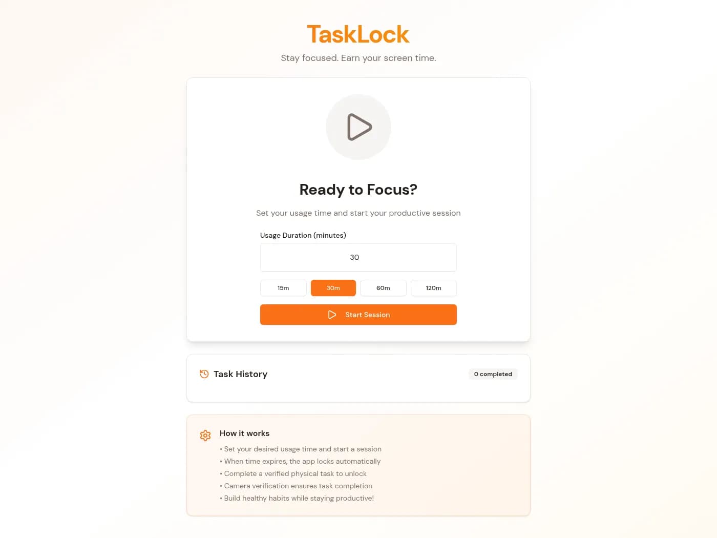 TaskLock Productivity App