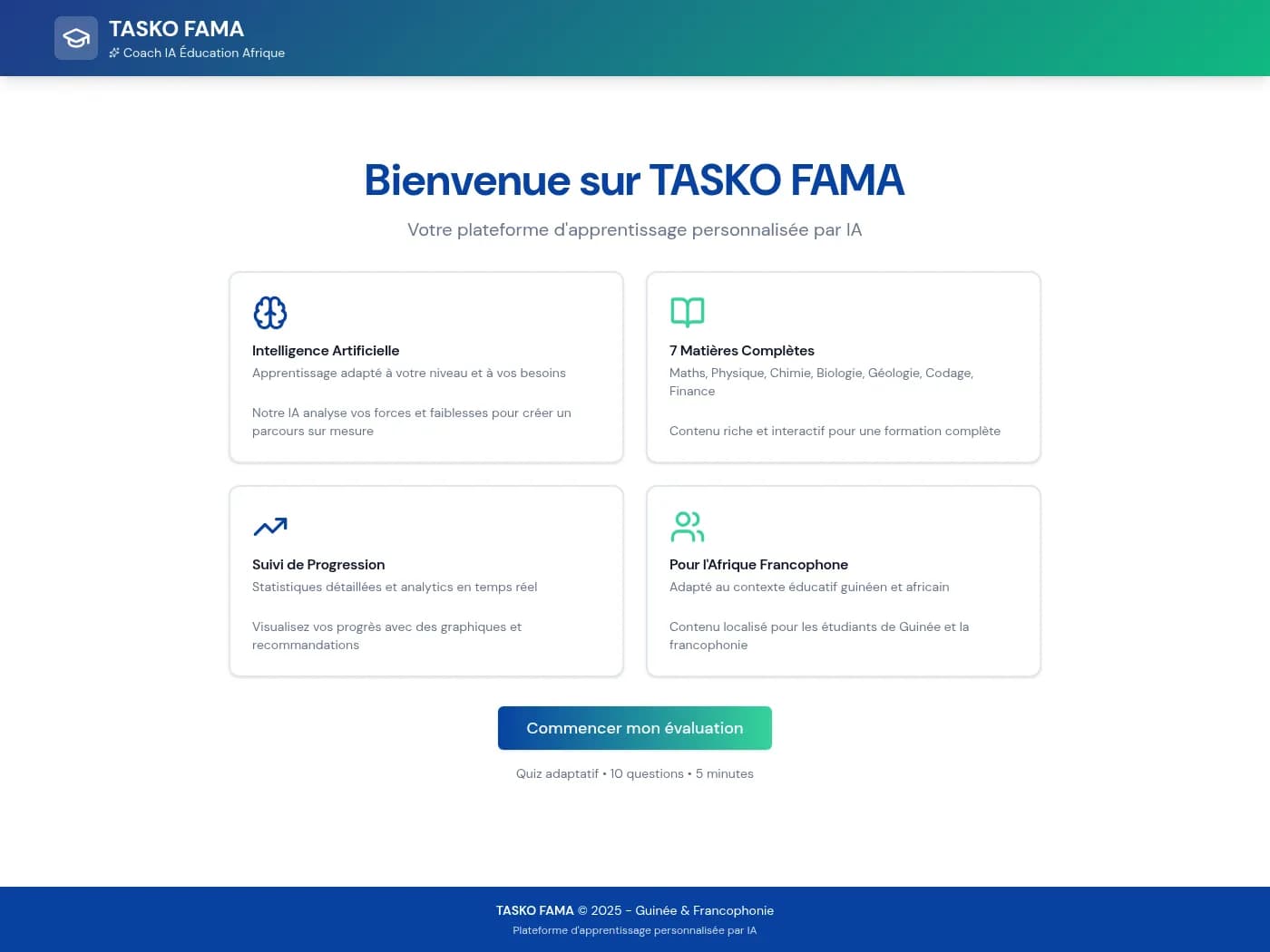 TASKO FAMA: IA-Powered Personalized E-Learning Platform for Africa