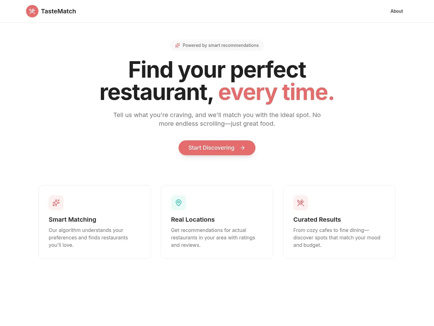 TasteMatch: Personalized Restaurant Finder Website