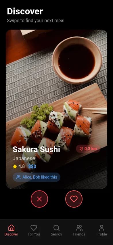 TasteSwipe — AI-Powered Social Restaurant Discovery App